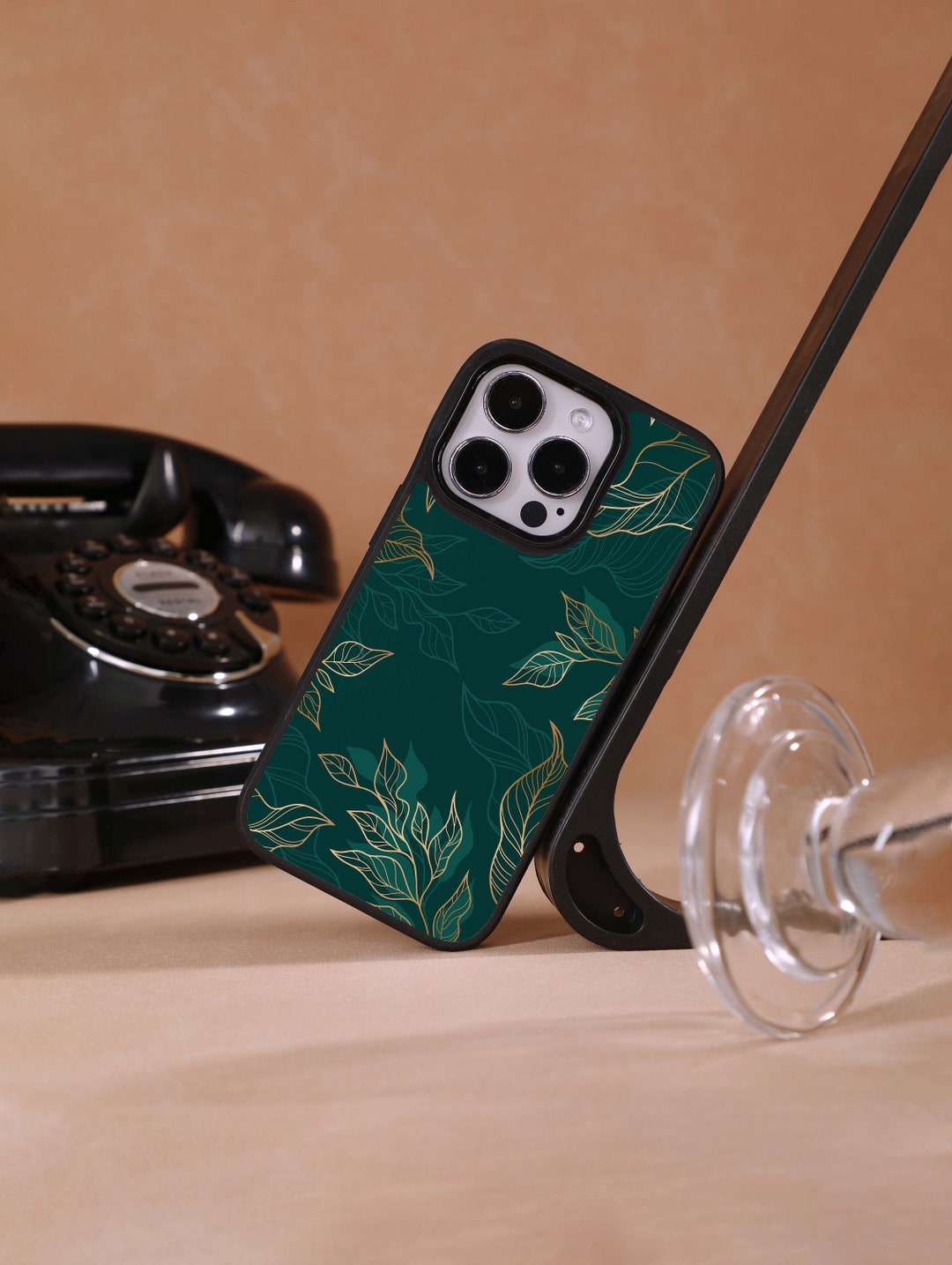 Elegant Leaf Silhouette Personalized iPhone Case for iPhone 15 14 13 12 ...