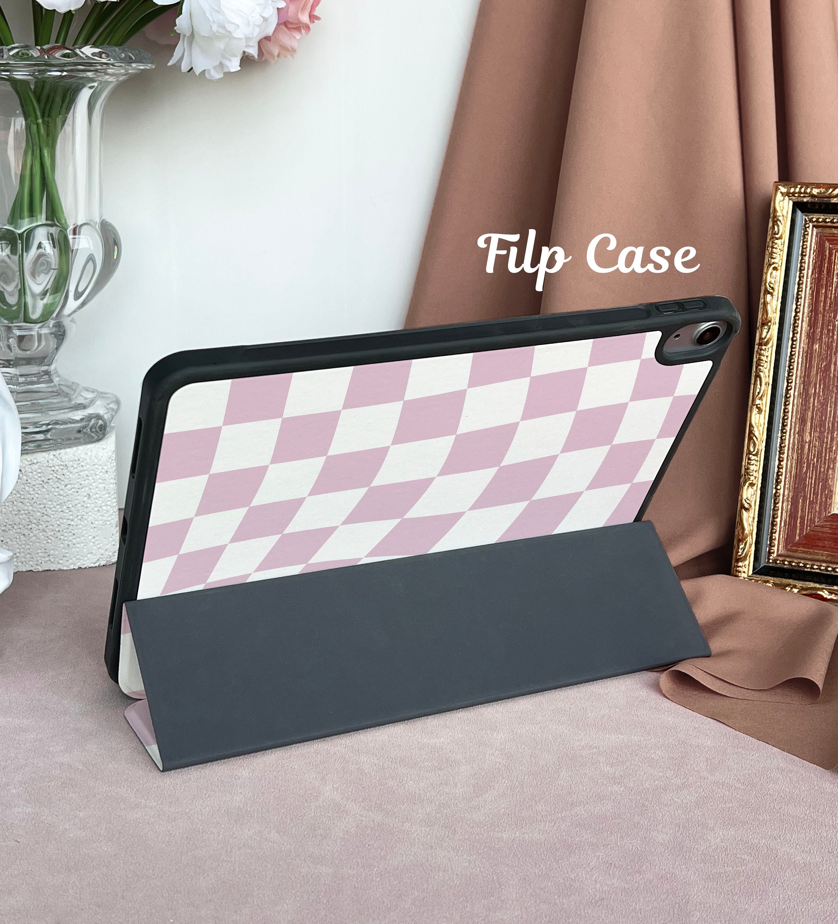 Pink and White Check Aesthetics iPad Case for iPad Air 5 iPad - Etsy
