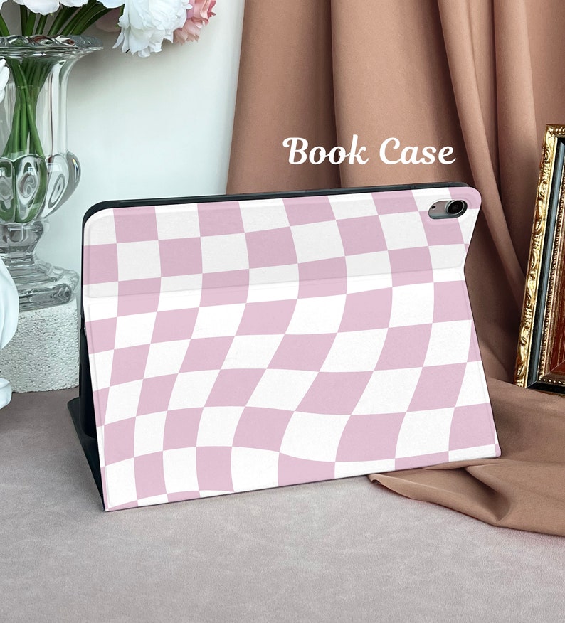 Pink and White Check Aesthetics Ipad Case for Ipad Air 5 Ipad - Etsy