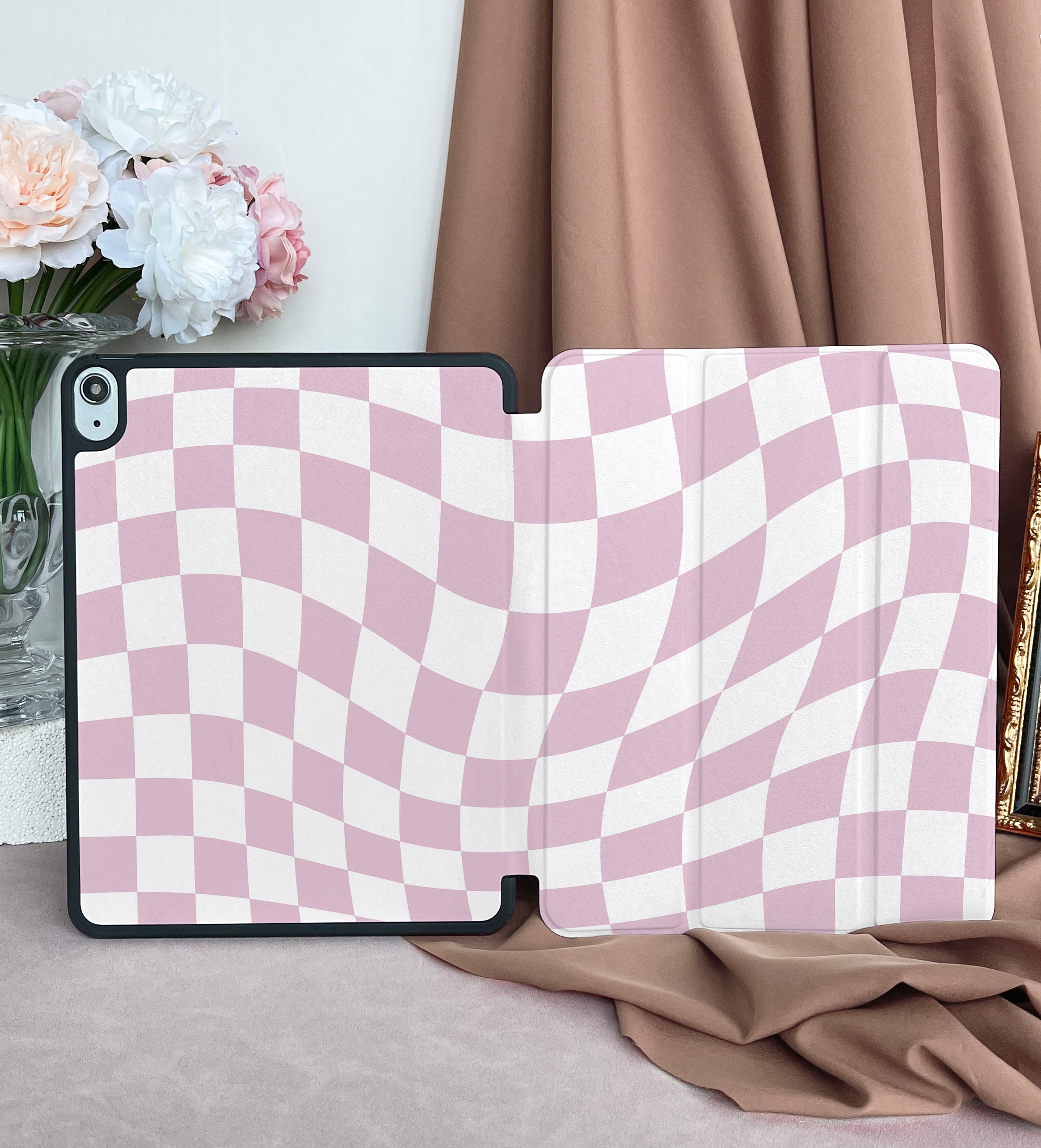Pink and White Check Aesthetics iPad Case for iPad Air 5 iPad - Etsy
