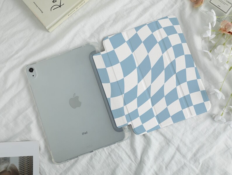 Blue and White Check Aesthetics Ipad Case for Ipad Air 5 Ipad - Etsy