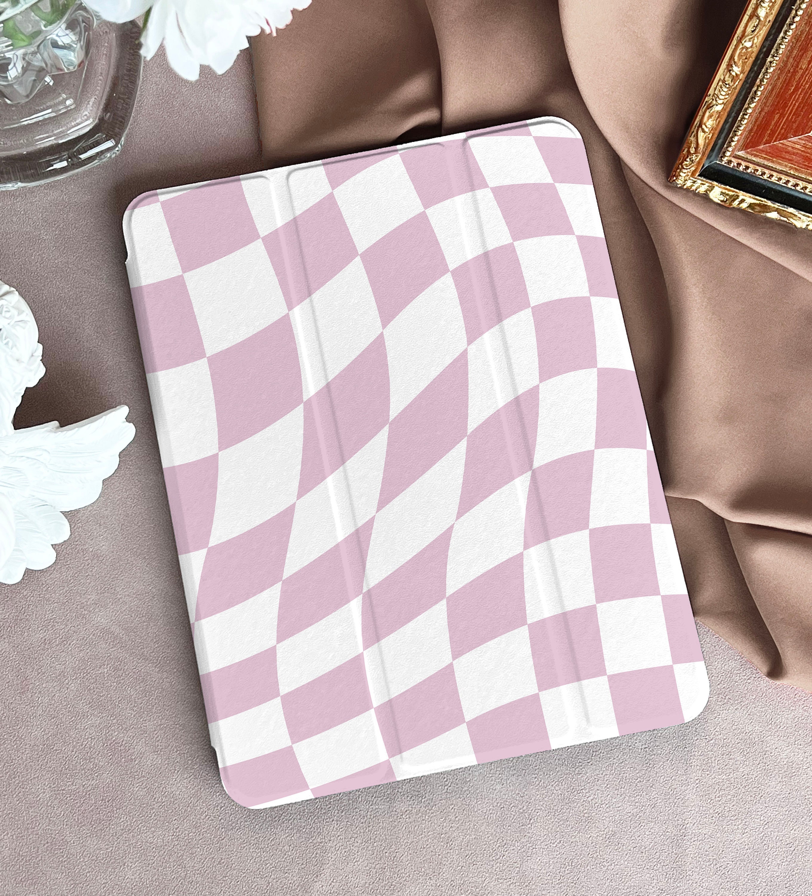 Pink and White Check Aesthetics iPad Case for iPad Air 5 iPad - Etsy