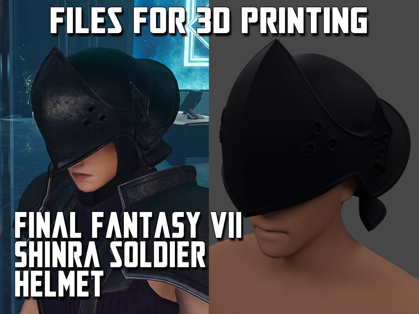 FF7 Crisis Core Reunion - Shinra Soldier Helmet | Files for 3D PRINTING ...