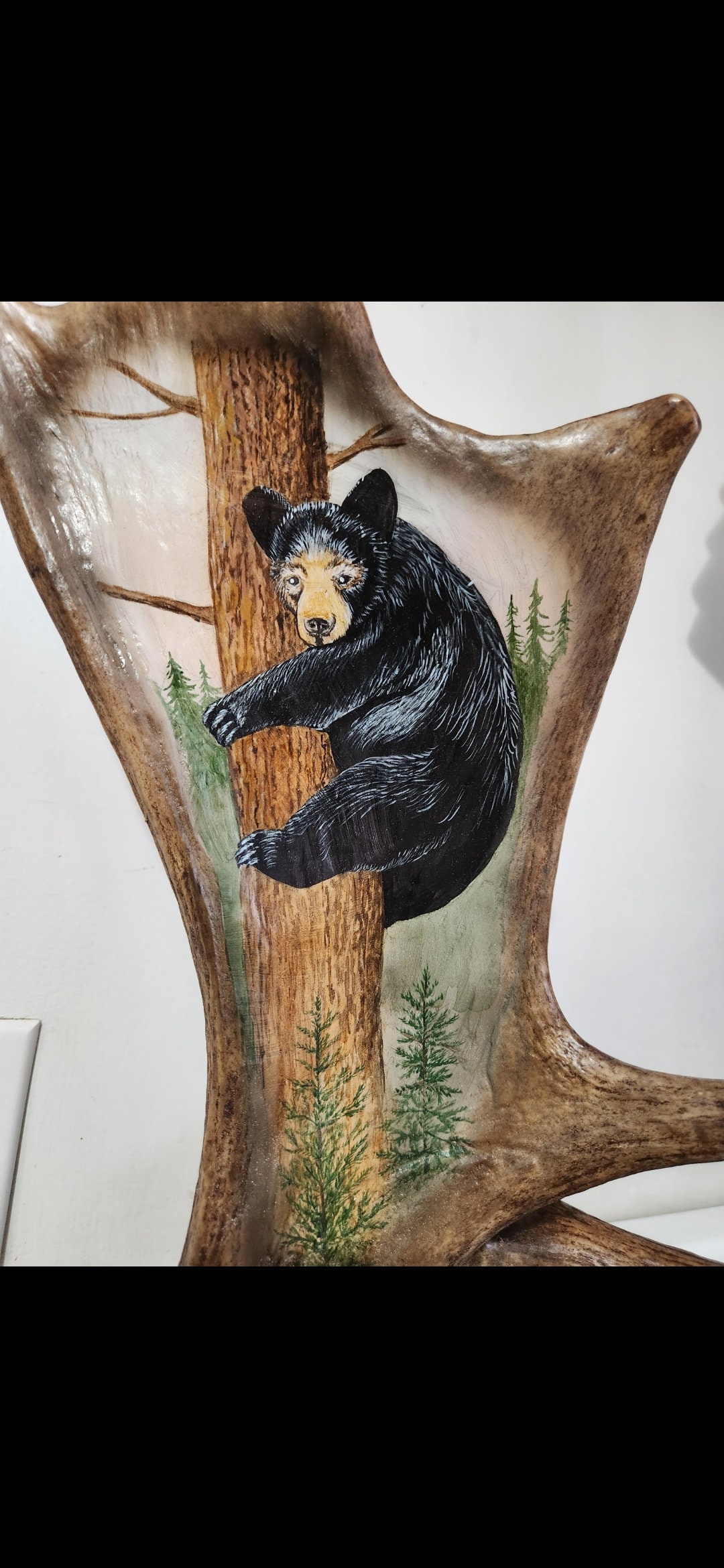 Hand-painted Moose Antler- Bear - Etsy