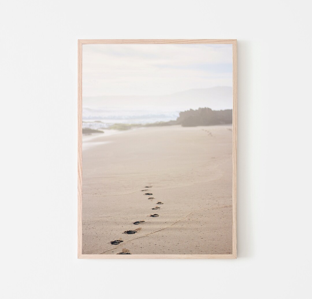 Sand Dunes Print, Footprints in Sand Wall Art, Coastal Beach Decor ...