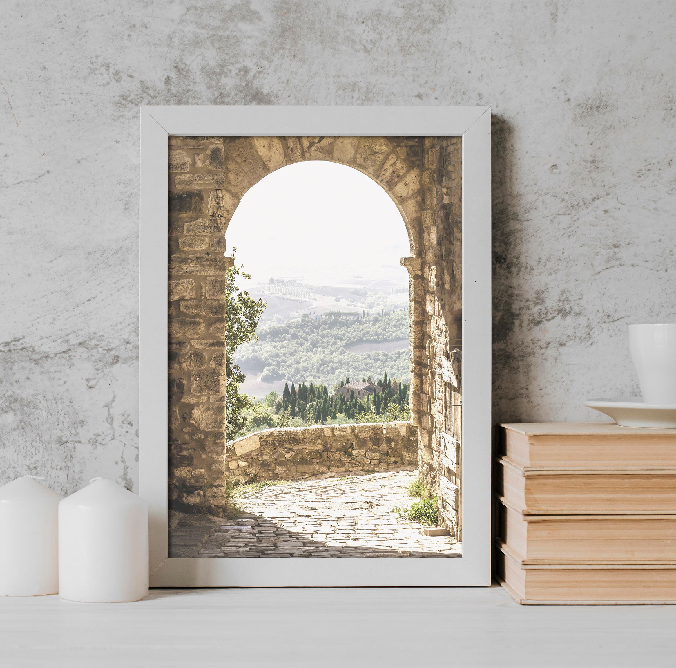 Tuscany Wall Art, Tuscan Village Print, Italy Countryside Decor, Rustic ...