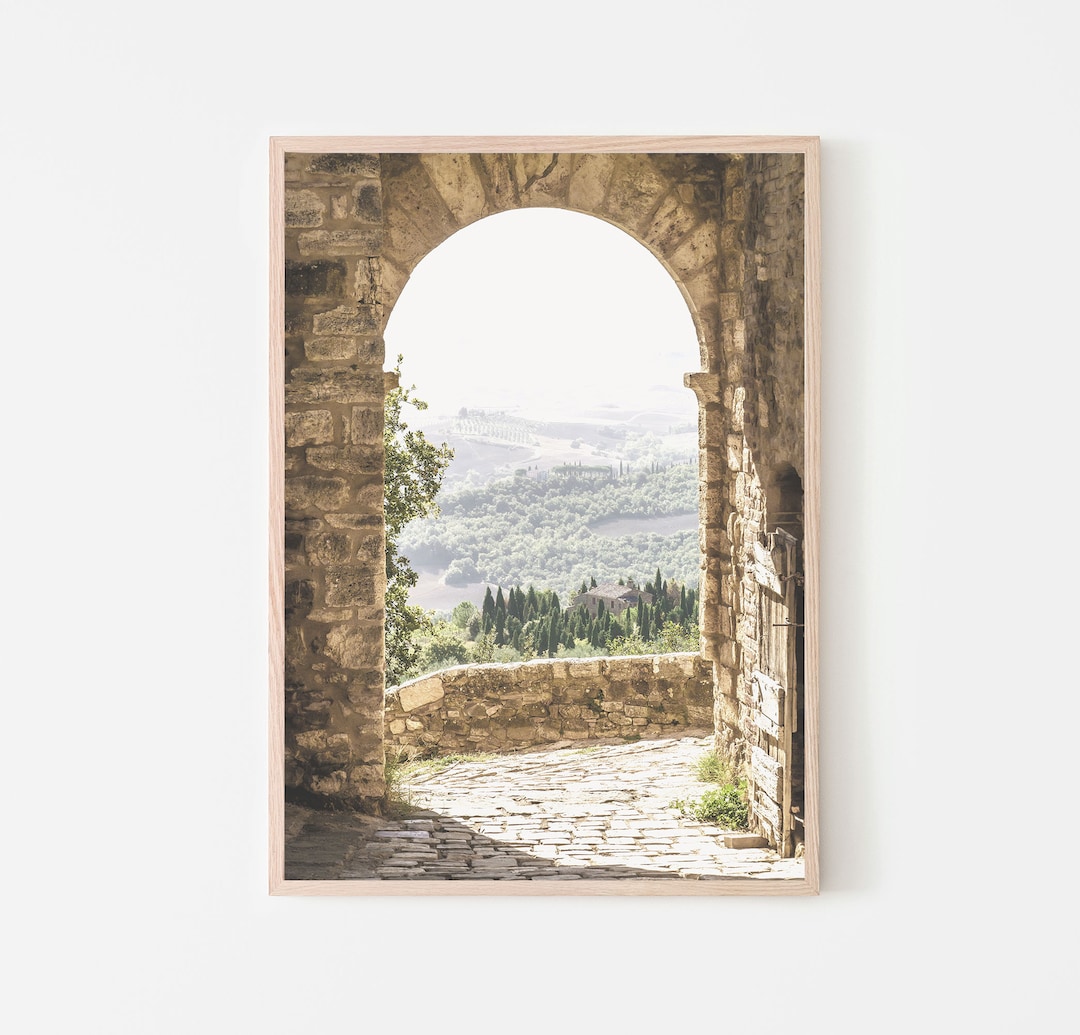 Tuscany Wall Art, Tuscan Village Print, Italy Countryside Decor, Rustic ...