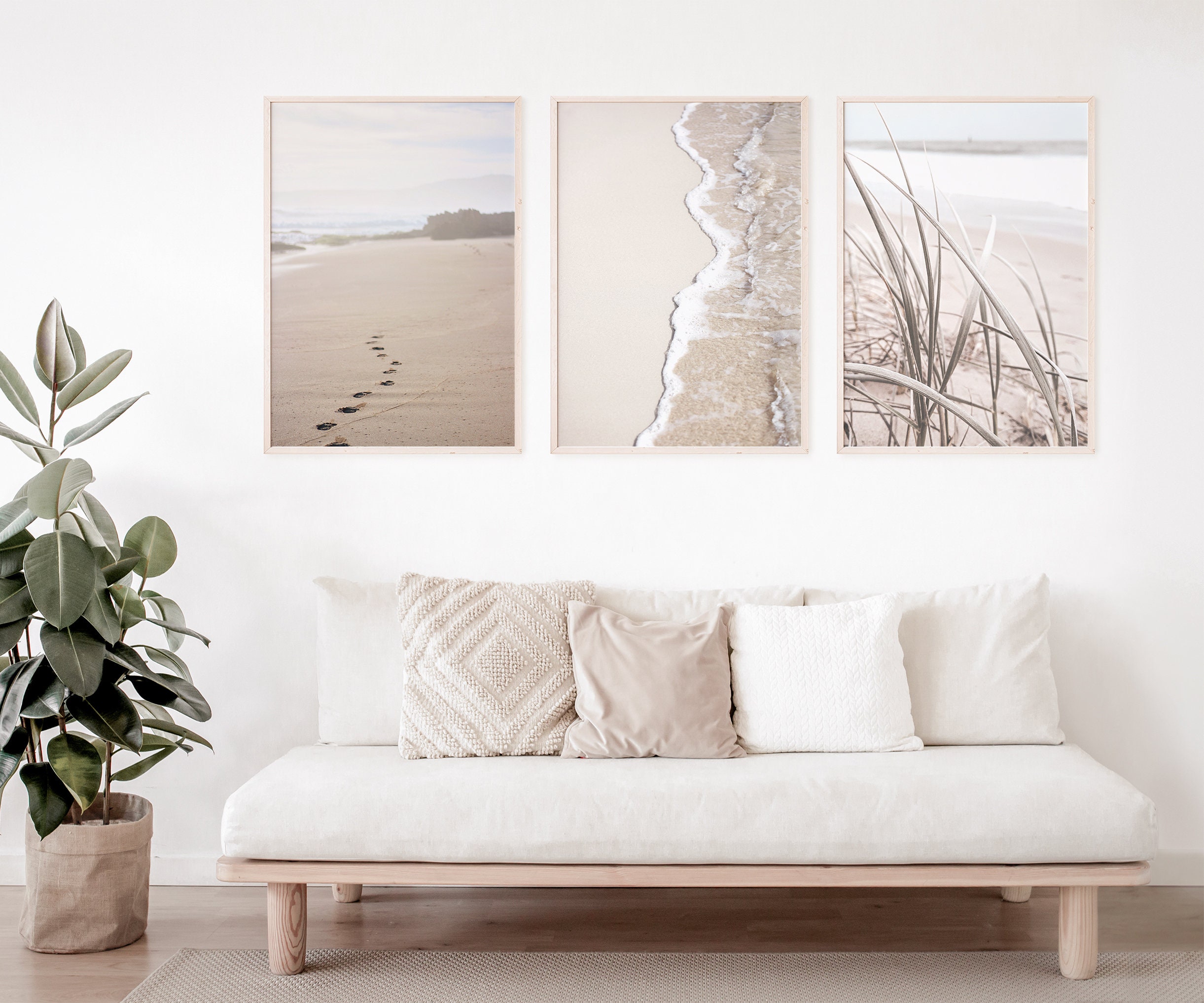 Beach Sand Coastal Ocean Wall Art Set of 3, Nautical Home Decor ...