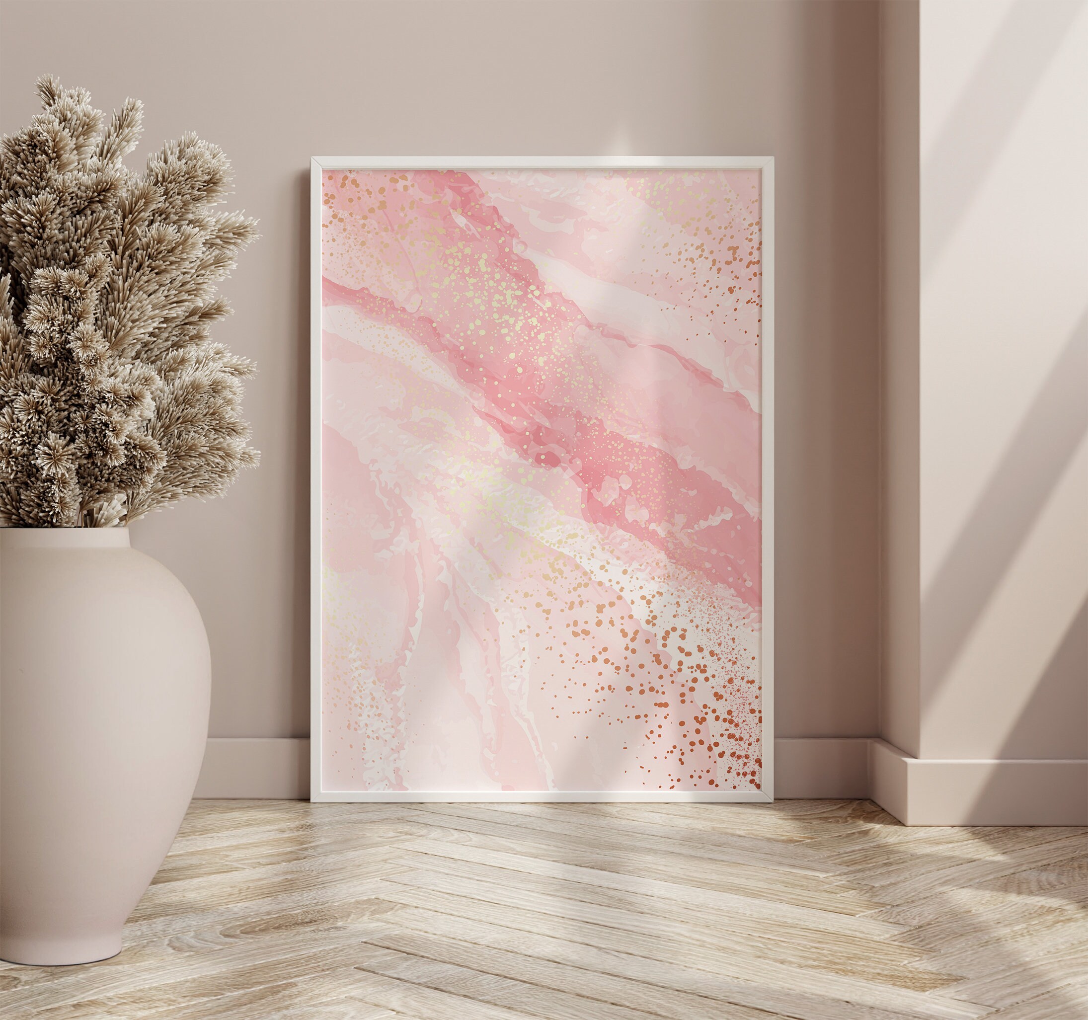 Blush Pink Abstract Wall Art, Modern Contemporary Decor, Digital ...