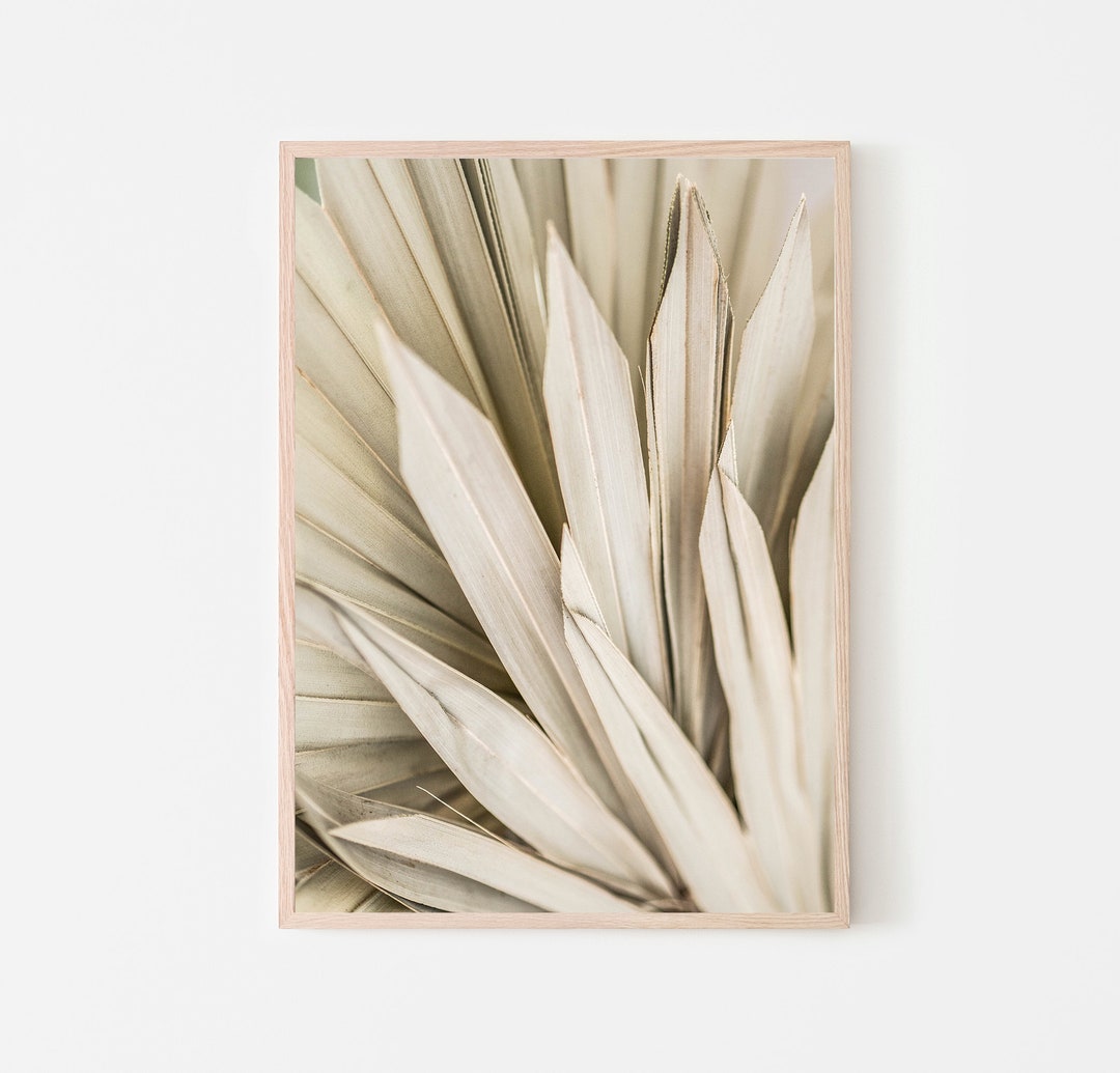Neutral Palm Leaf Wall Art, Tropical Botanical Decor, Minimalist Home ...