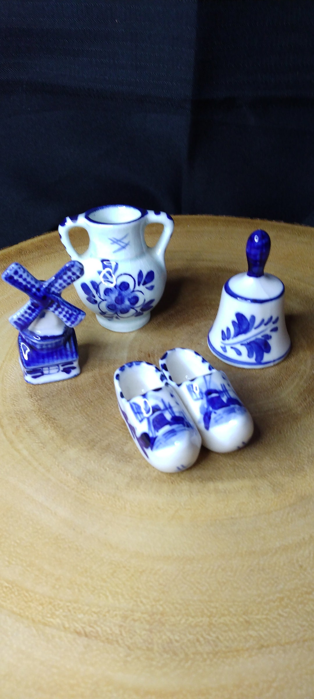 Delf Holland Miniatures Vintage Set of 4 Vase Windmill Shoes Bell ...