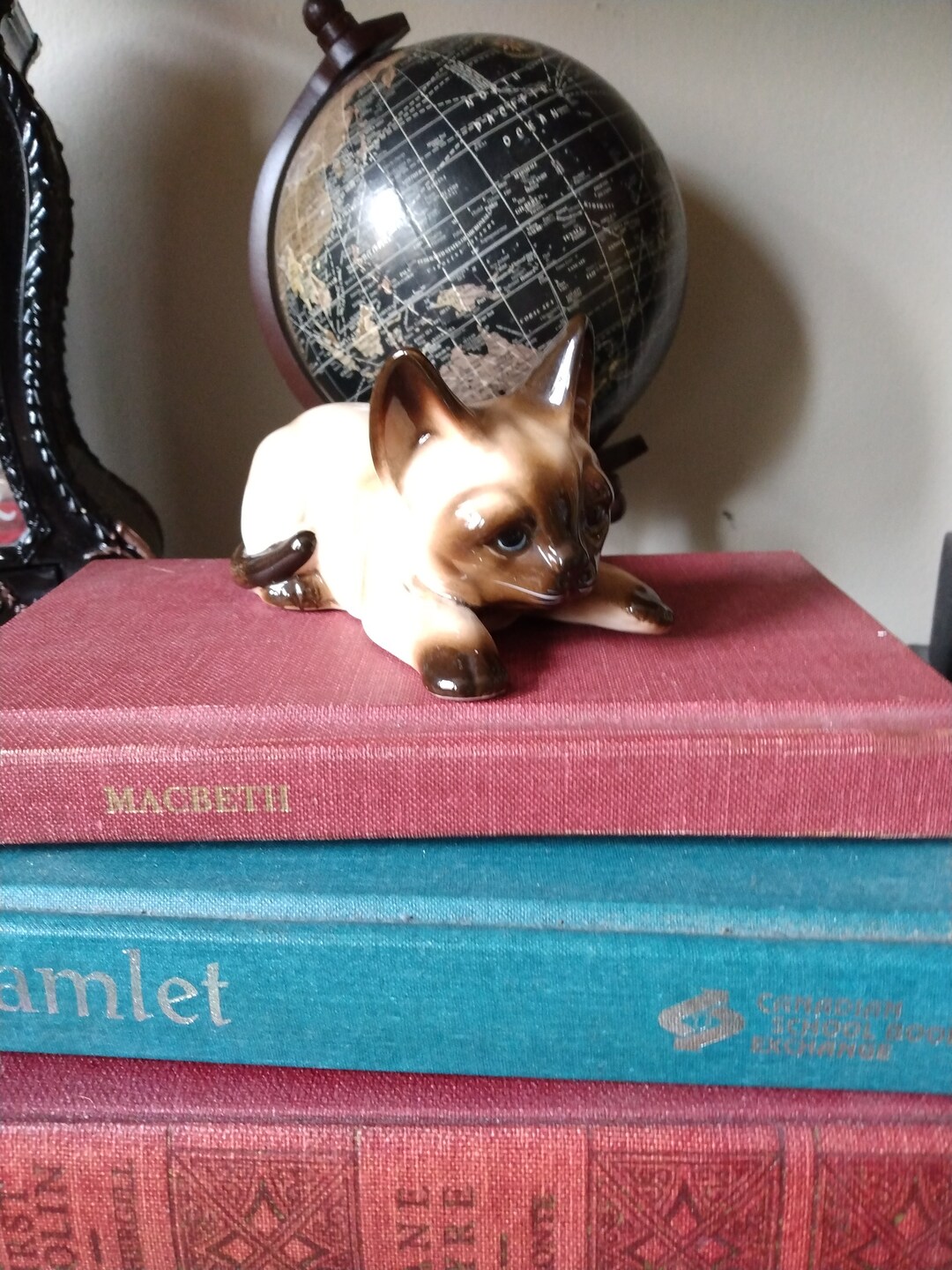 Cat Statue Kitten Figurine Vintage Blue Eye Siamese Kitten Ceramic ...