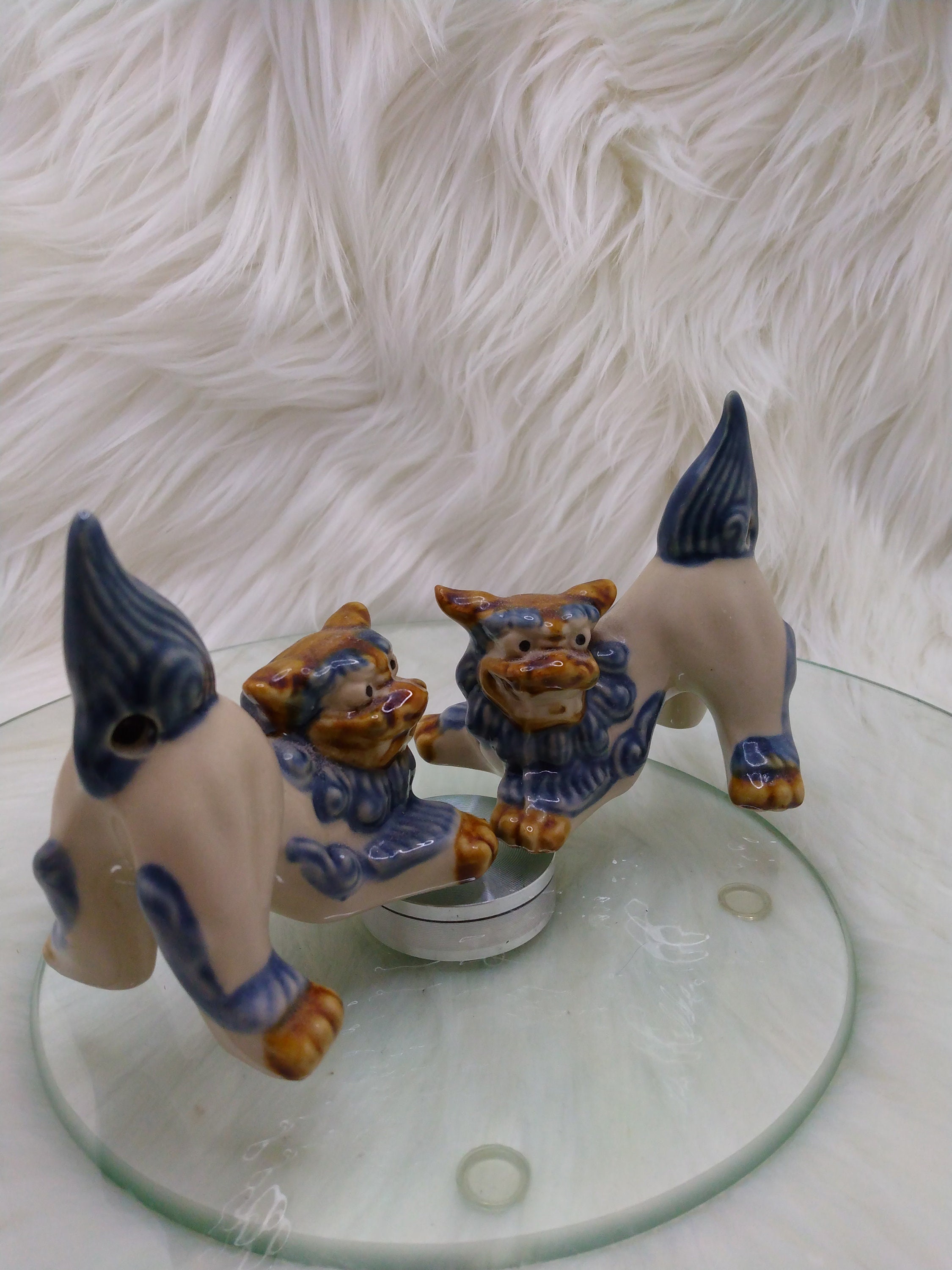 Vintage Shisa Side Standing Set of 2 Guardian Lions From Okinawa Ryukyu ...