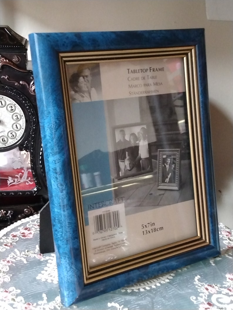 Ocean Blue Hard Plastic Framevintage Intercraft Ornate Ocean Blue and ...