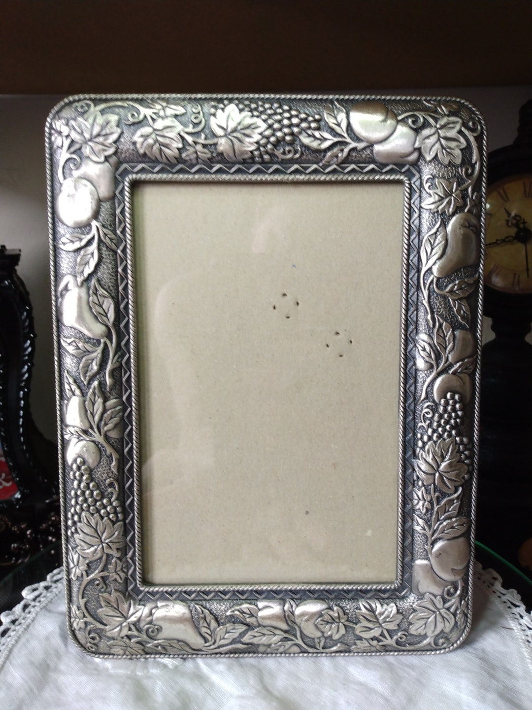 Silver Metal Frames Vintage 1980's Silver Plated Heavy Metal Fruit and ...