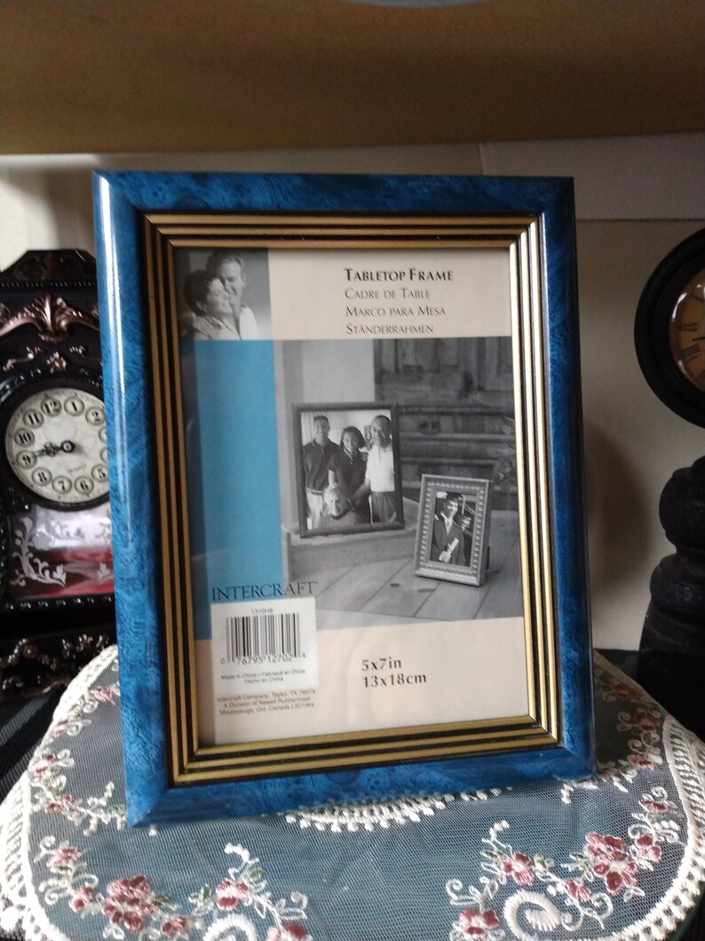 Ocean Blue Hard Plastic Framevintage Intercraft Ornate Ocean Blue and ...