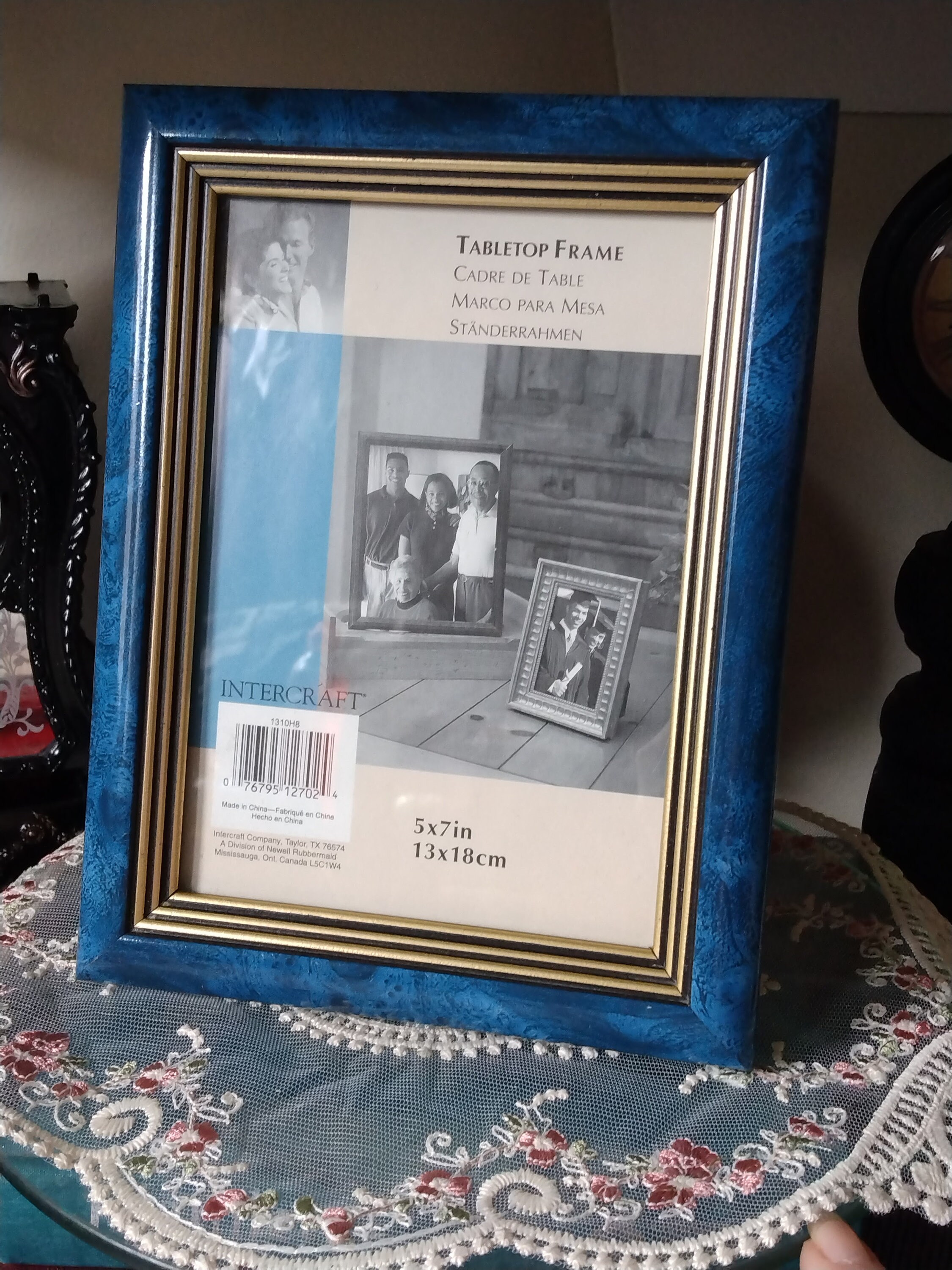 Ocean Blue Hard Plastic Framevintage Intercraft Ornate Ocean Blue and ...