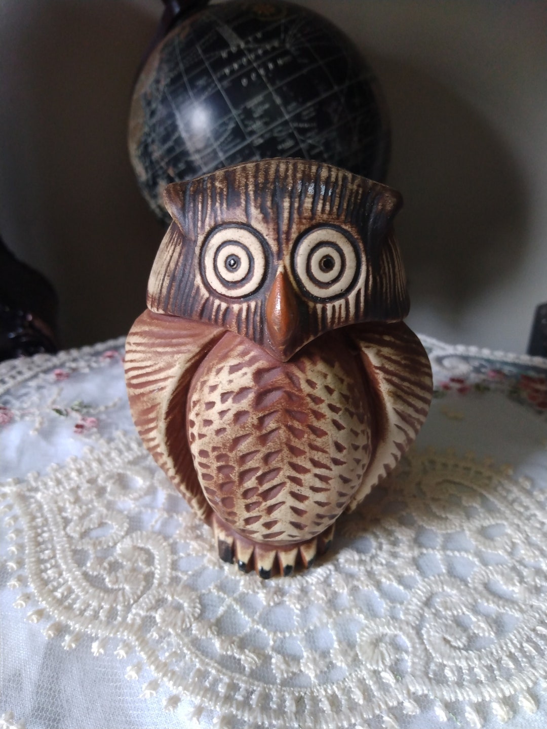 Owl Statue Vintage Pottery Owl Statue Owl Figurine Mann Japan Cottage ...