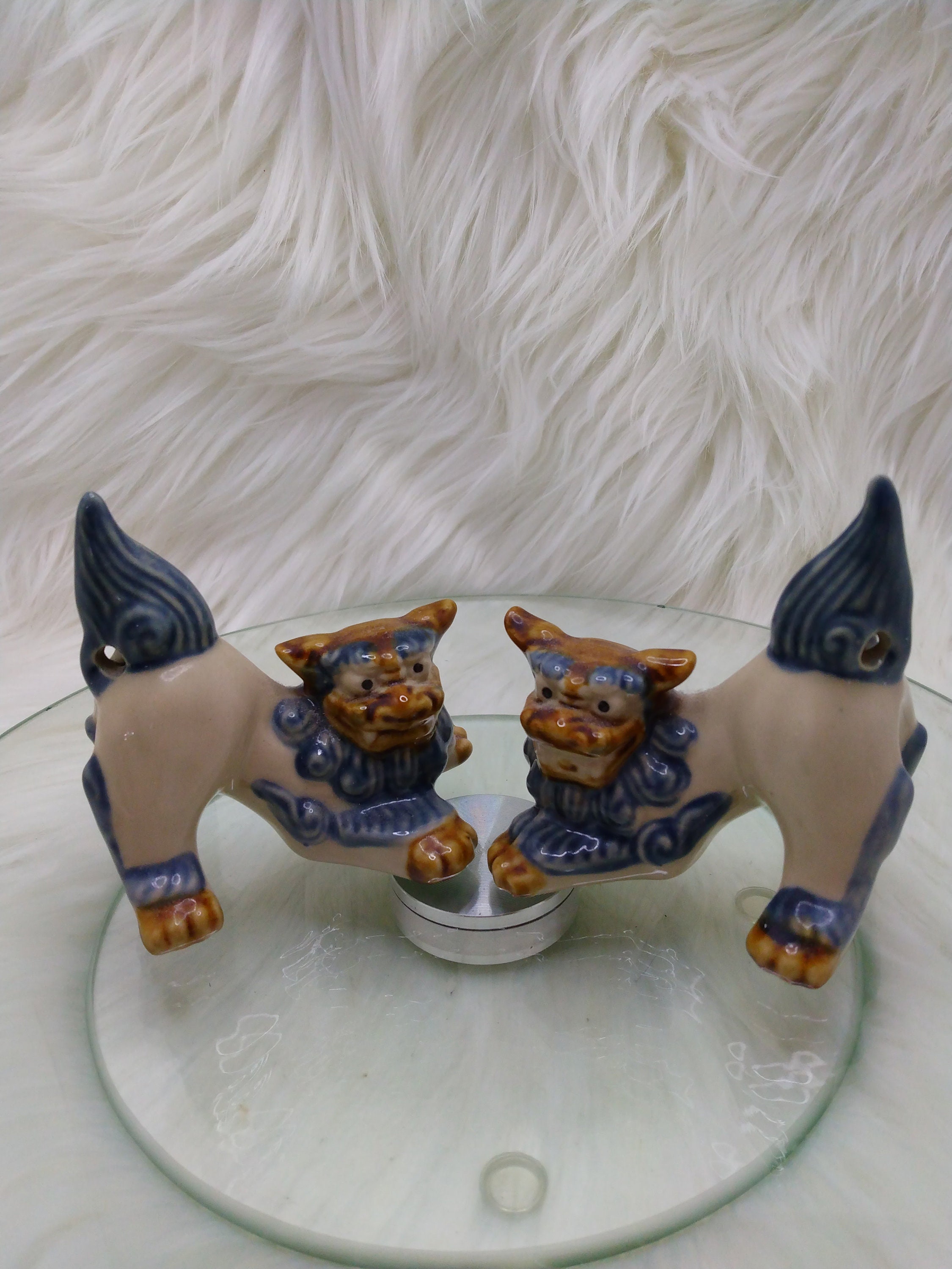 Vintage Shisa Side Standing Set of 2 Guardian Lions From Okinawa Ryukyu ...
