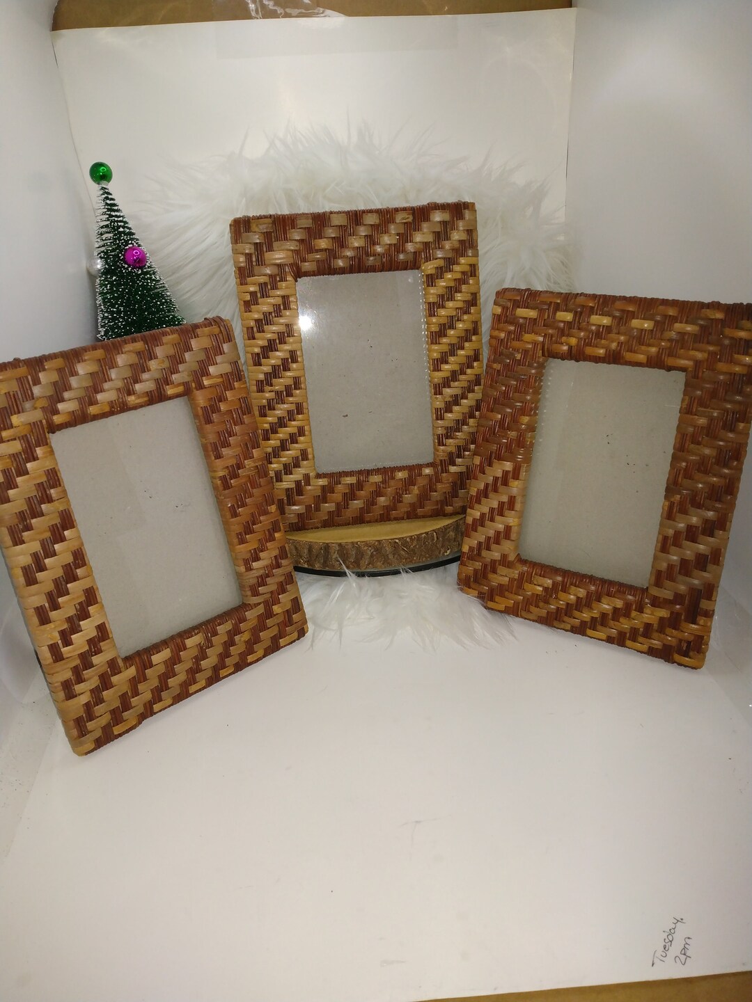 Wicker Frames Vintage Set of 3 Wicker 4x6 Picture Photo Frame 1999 Ikea ...