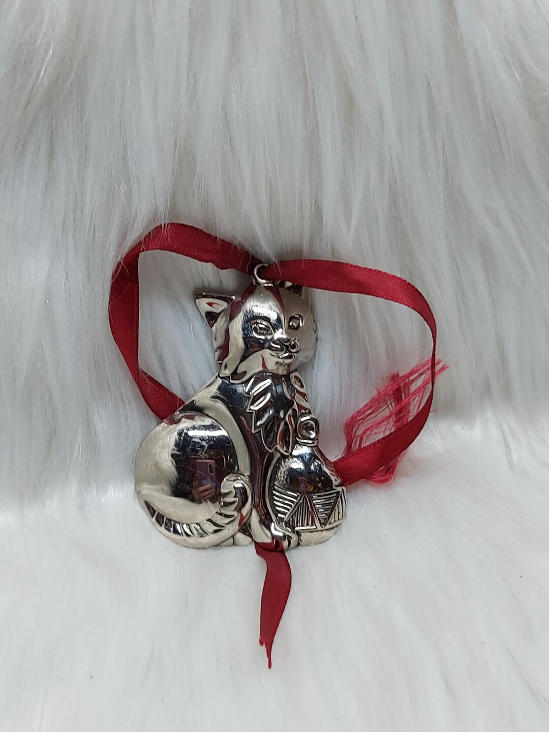 Gorham Silver Plated Two Sided Cat Ornament Kitten Ornament Cat ...