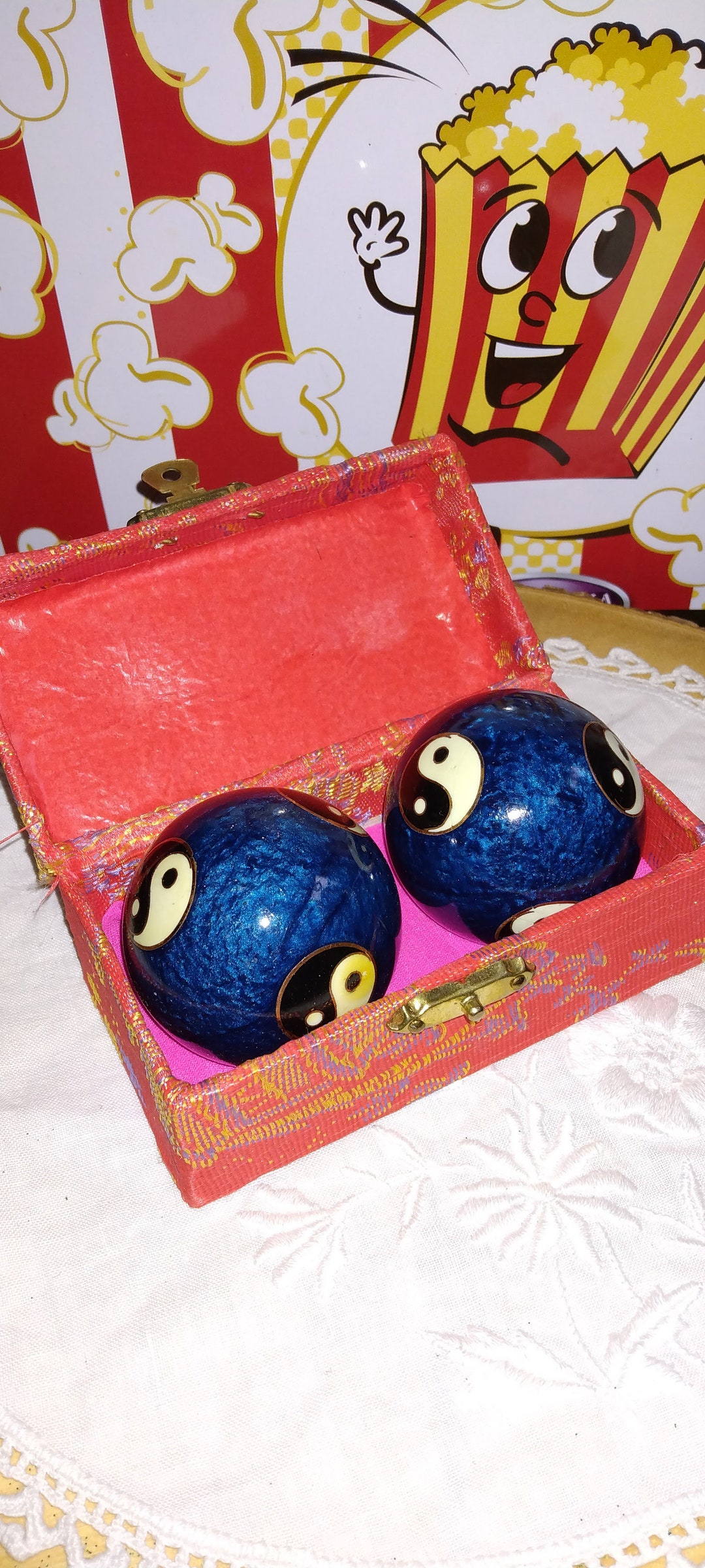 Vintage Blue Black White Baoding Balls Stress Balls Buddhist Balls ...