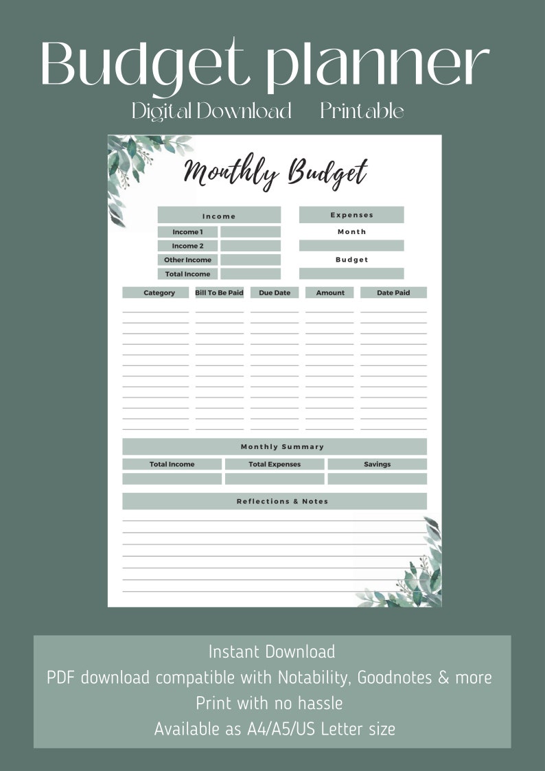 Printable Budget Planner | Annual and Monthly Tracker | A4 - Etsy