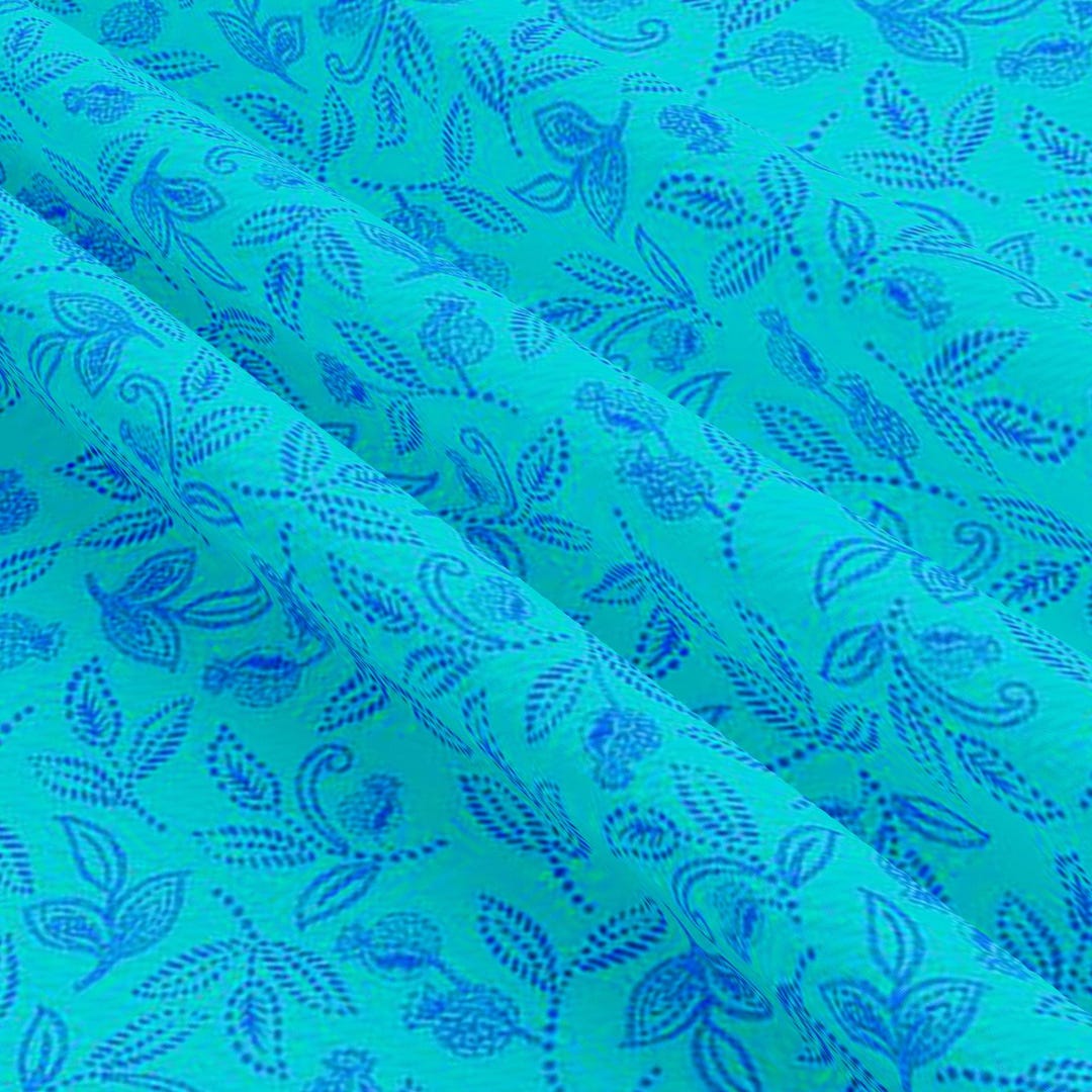 Turquoise Quilting Fabric Floral Leaf Summer Quilt Material Nature ...