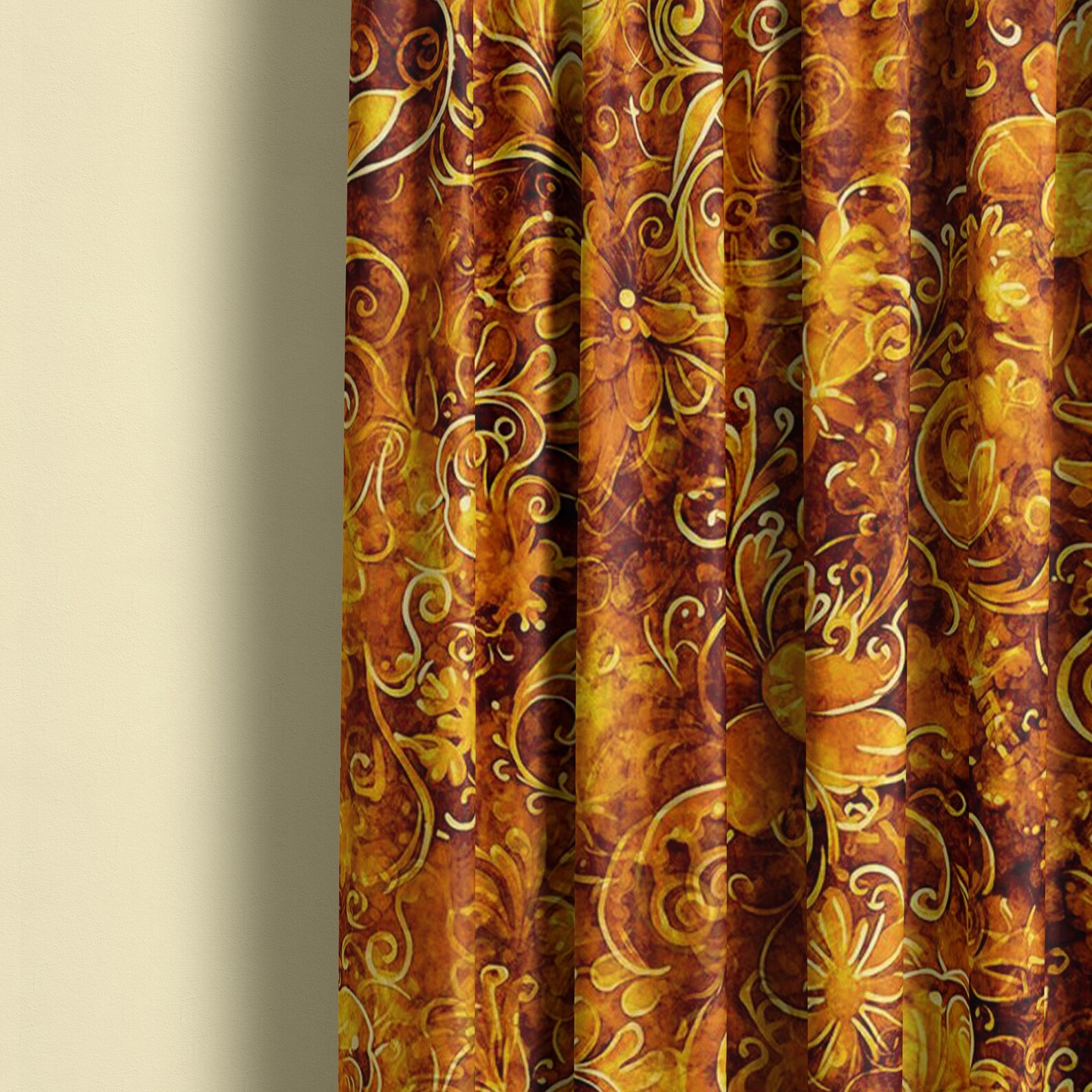 Autumn Fall Floral Cotton Fabric Brown Tonal Golden Fabric Half Yard ...