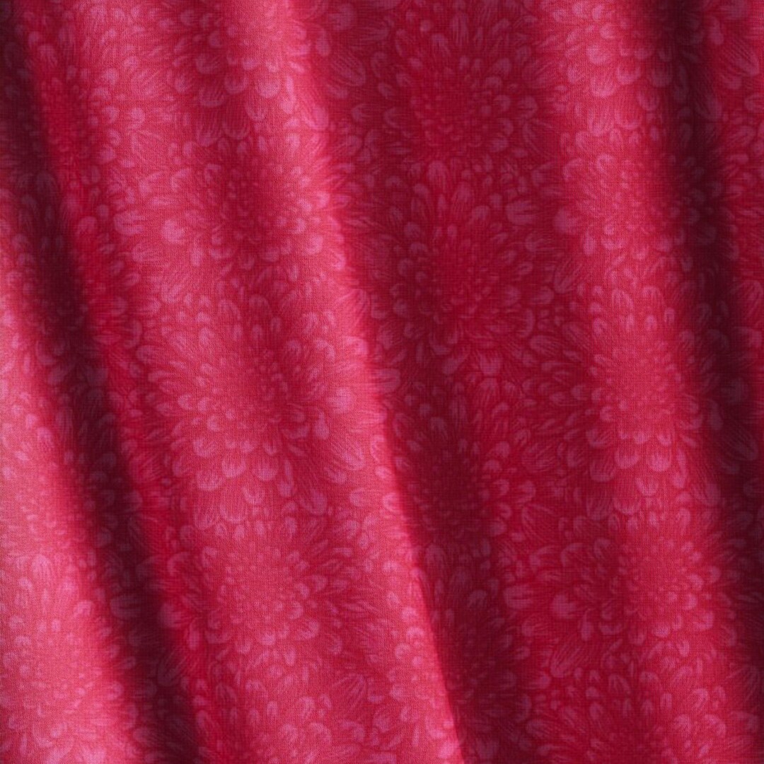 Hot Pink Floral Fabric Cotton Bright Pink Quilting Continuous Cut ...