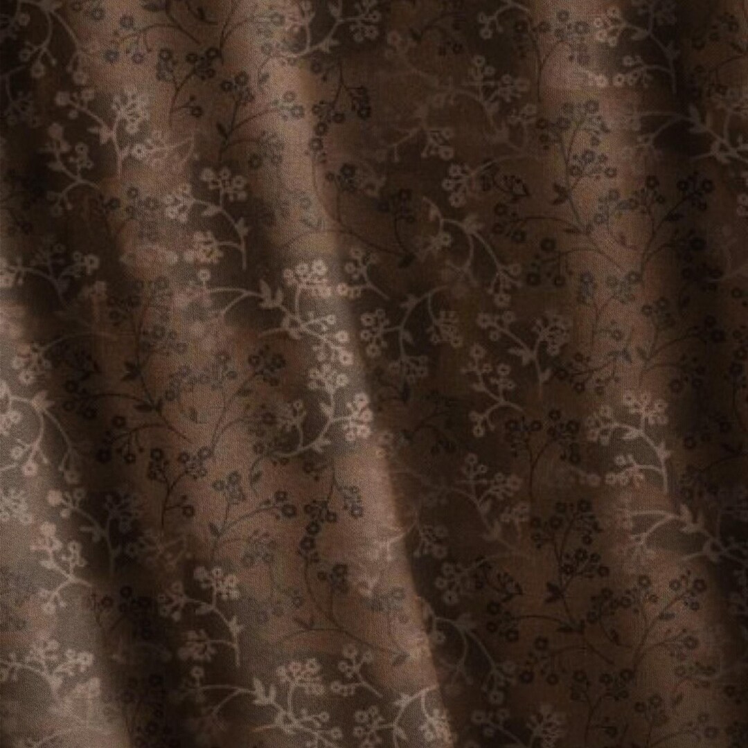 Brown Floral Cotton Fabric by the Half Yard Quilting Fabric for Sewing ...