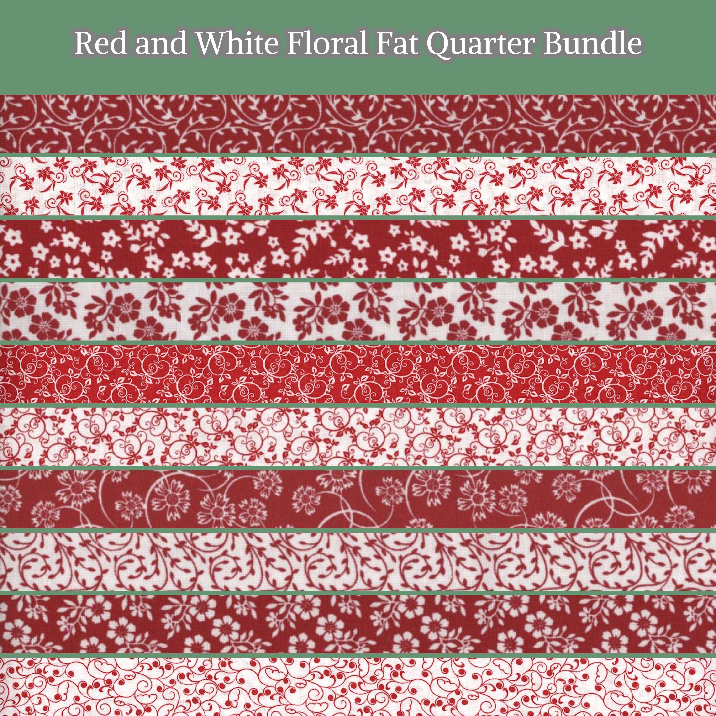 Red Tone on Tone 10 Pc Fat Quarter Bundle Cotton Stash Builder Red and ...