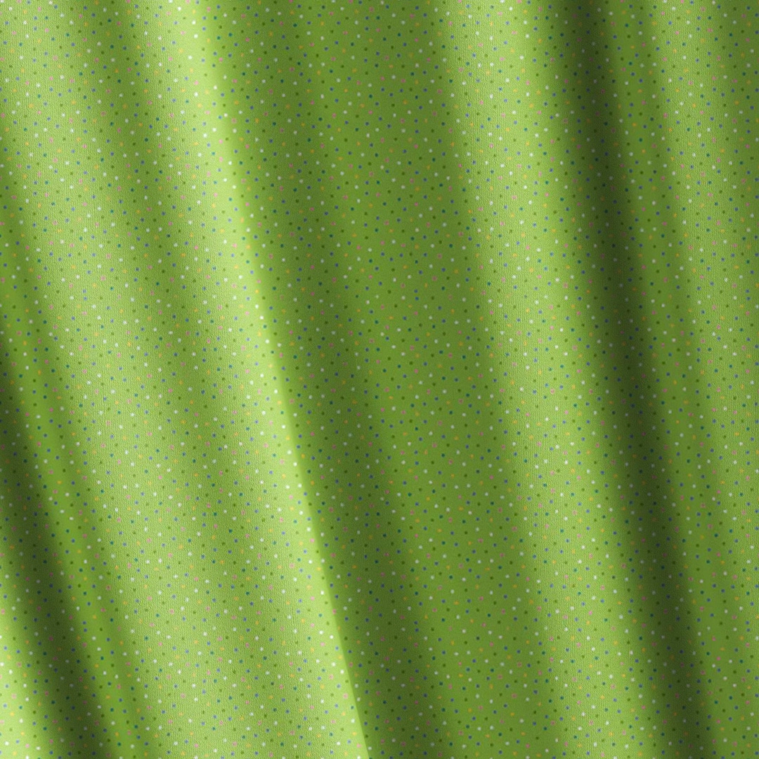 Lime Green Background Multi Color Pastel Polka Dot Fabric by the Half ...