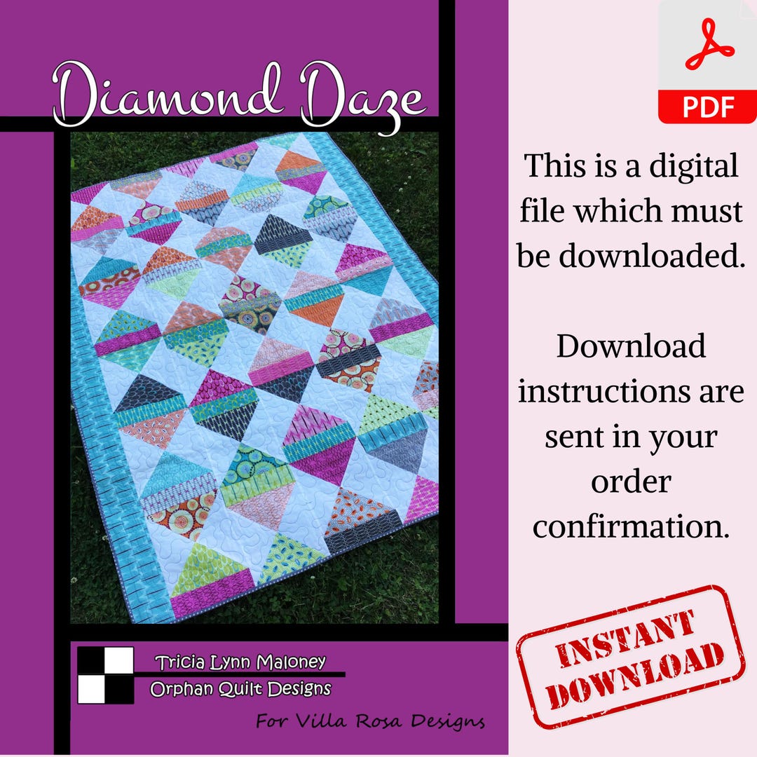 Diamond Daze Quilt Pattern Fat Quarter Christmas Wall Hanging Quilted Lap Throw Patchwork ...