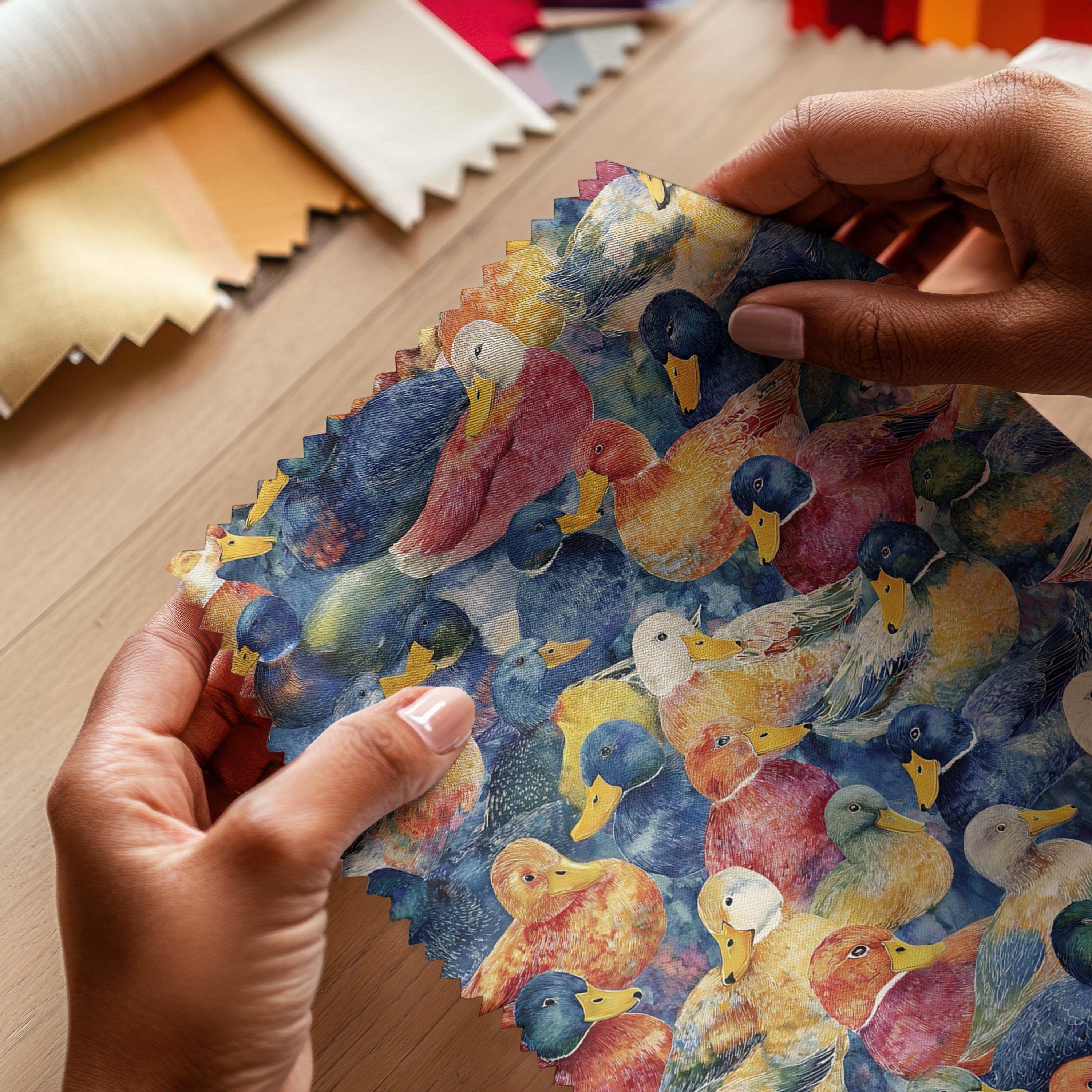 Duck Quilting Fabric Cotton Material Mallard Pattern Wildlife Design ...