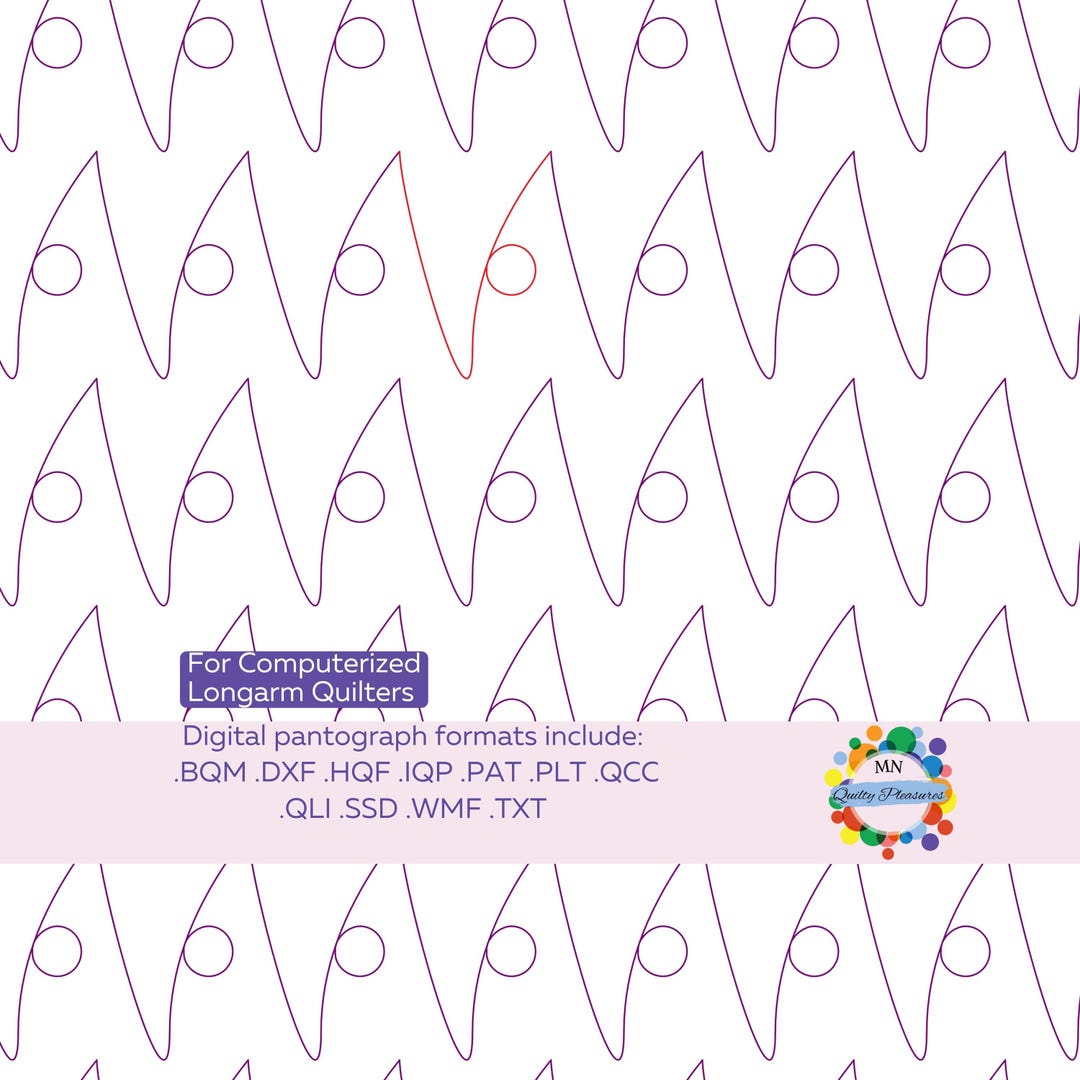 Zig Zag Pantograph for Long Arm Quilting Pattern Edge to Edge Panto E2E ...