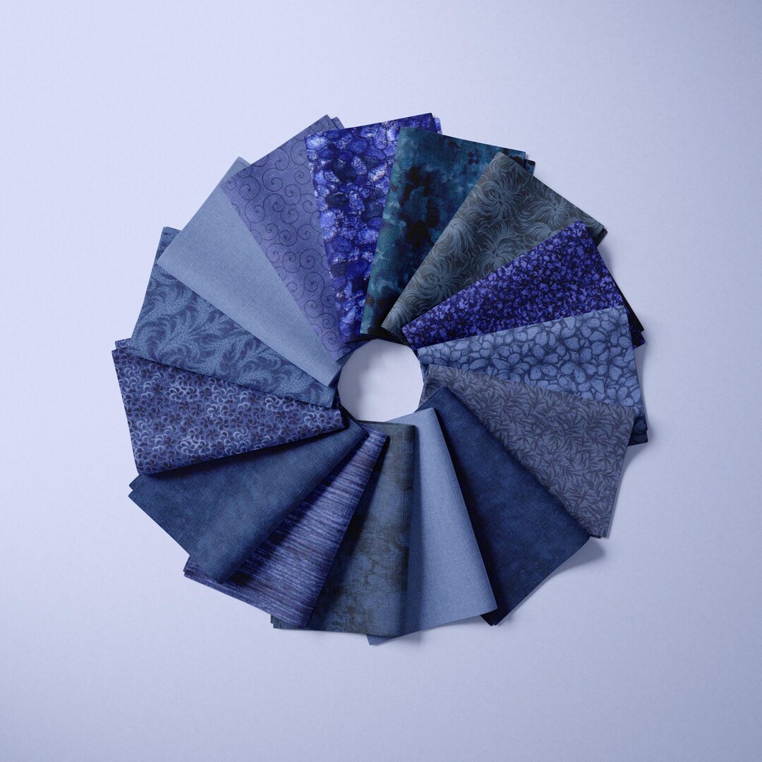 Navy Blue Tonal Fat Quarter Bundle of Fat Quarters Blue Tone on Tone ...