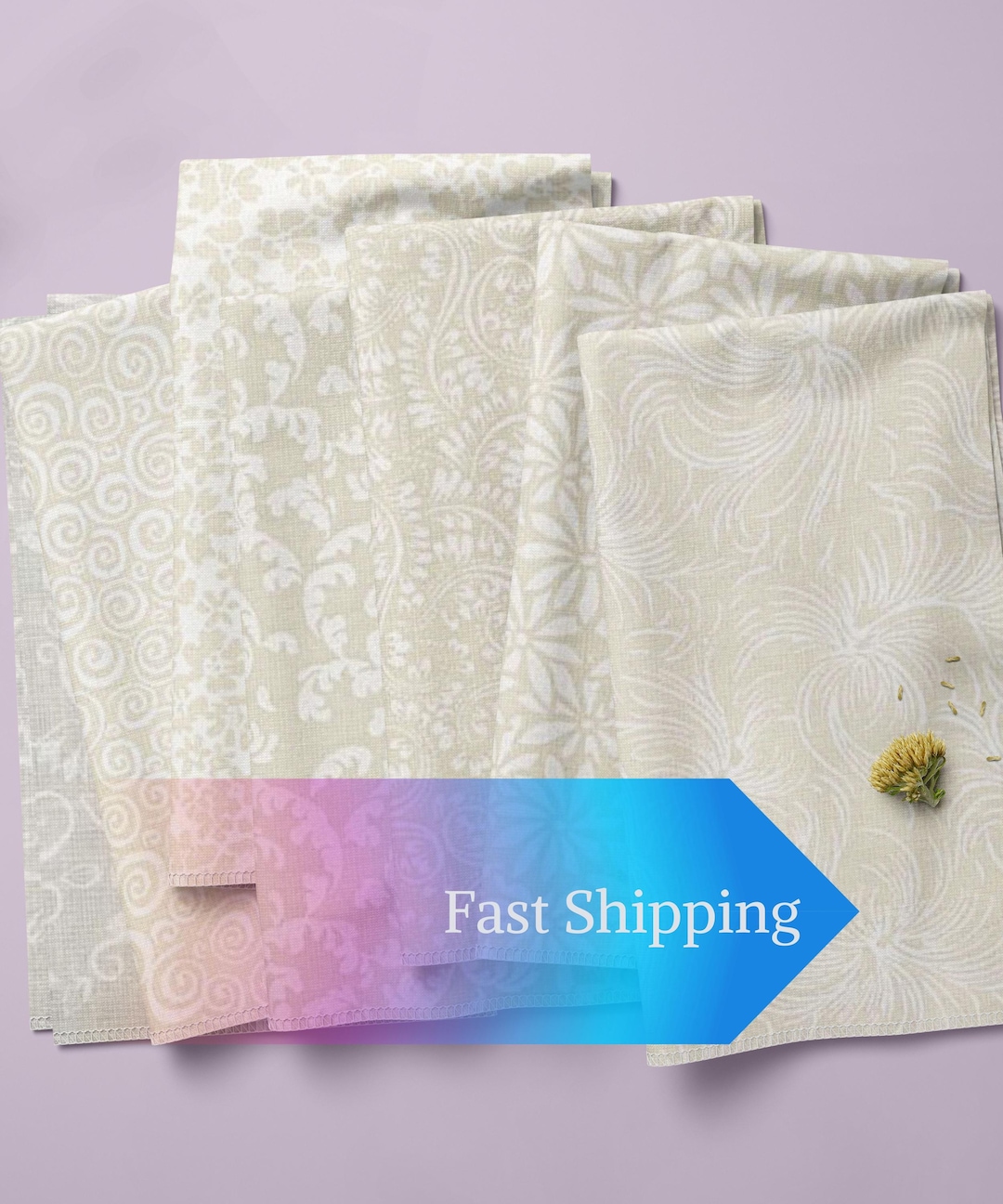White on Natural Half Yard Cuts Ivory Quilt Fabric Tone on Tone Neutral ...