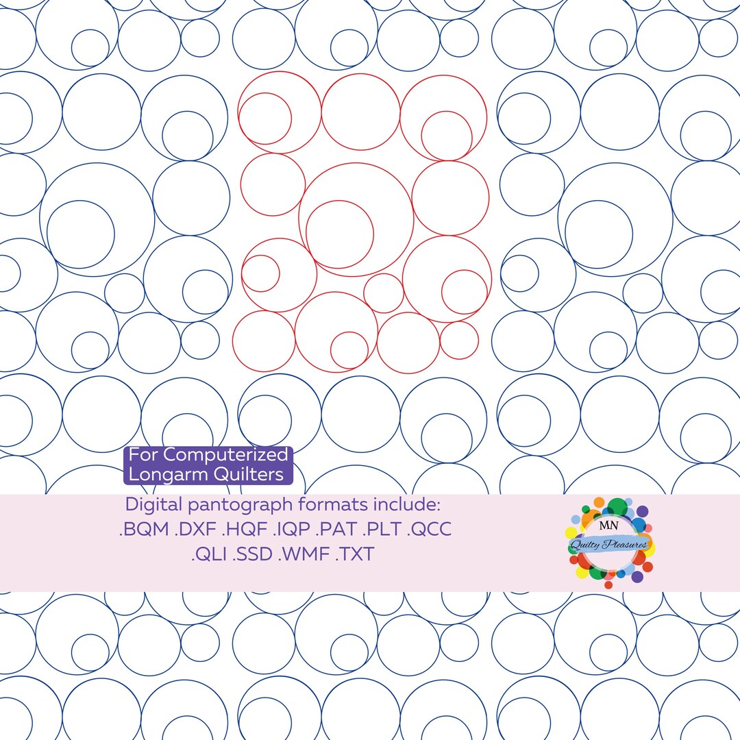 Circles E2E Pantograph for Long Arm Continuous Line Quilt Pattern BQM ...