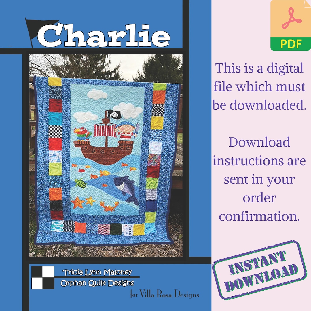 Charlie Digital Quilt Pattern Panel Wall Hanging Quilted Lap Throw ...