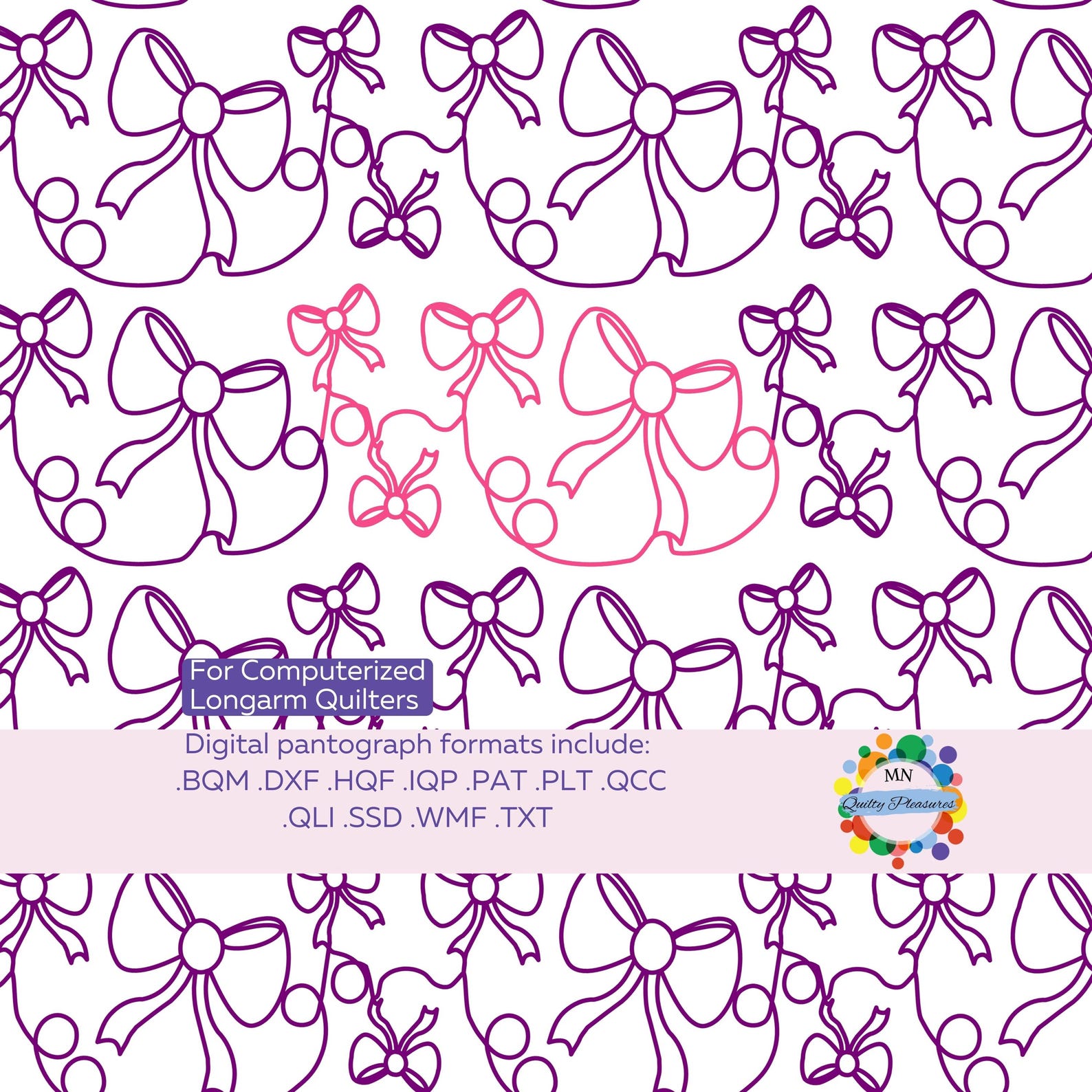 Digital Quilting Pattern Ribbon Bow Meander Design Digital Download ...