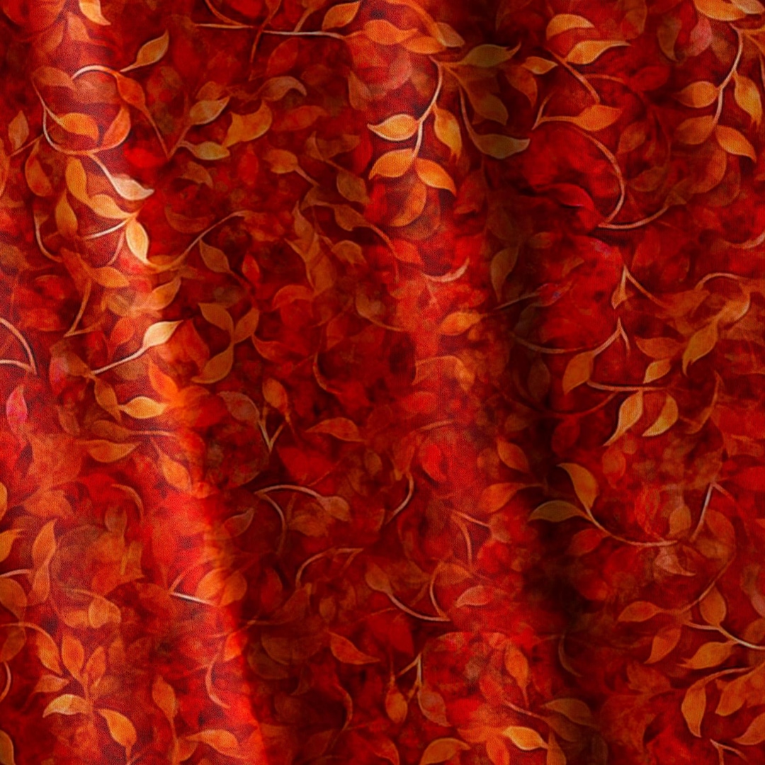 Autumn Leaves Cotton Fabric Burnt Orange Fabric Leaf Vine 15 100% ...