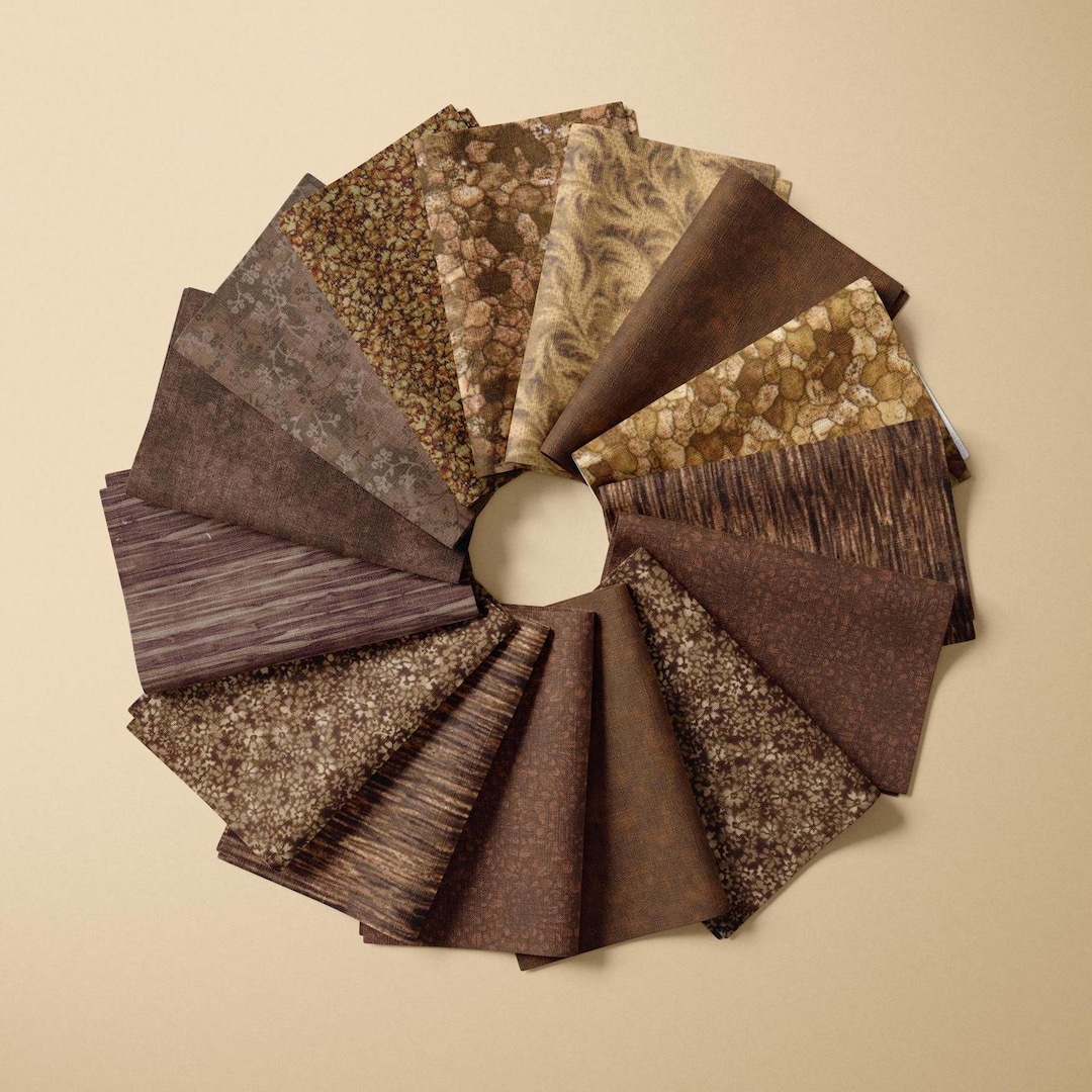 Dark Brown Fat Quarter Bundle Brown Quilt Fabric Tone on Tone Cotton ...