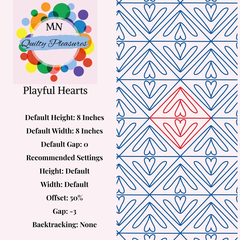 Playful Hearts Pantograph Pattern for Long Arm Quilters Digital ...