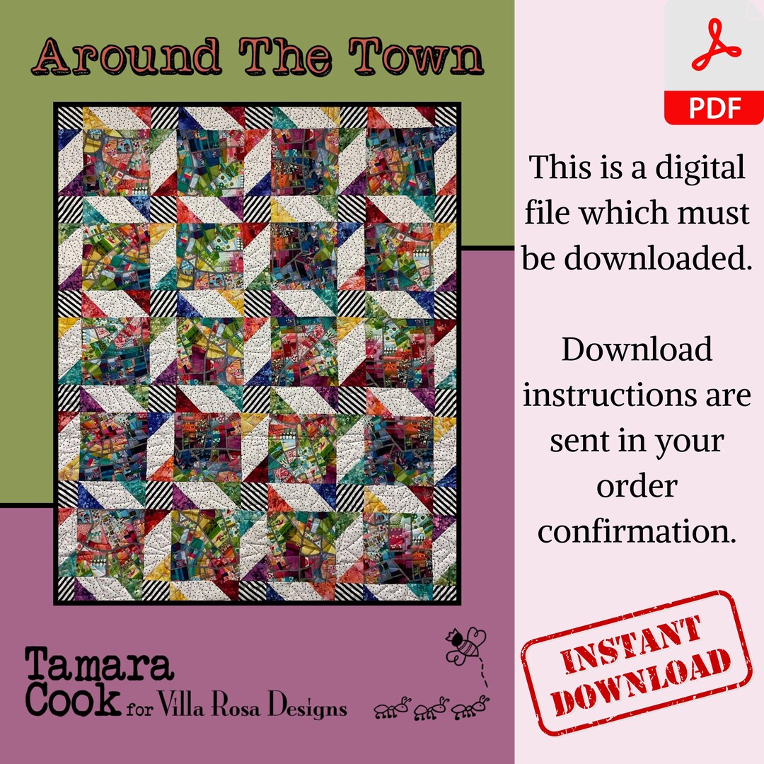 Around the Town Digital Quilt Pattern Modern Geometric Lap Size Quilt ...