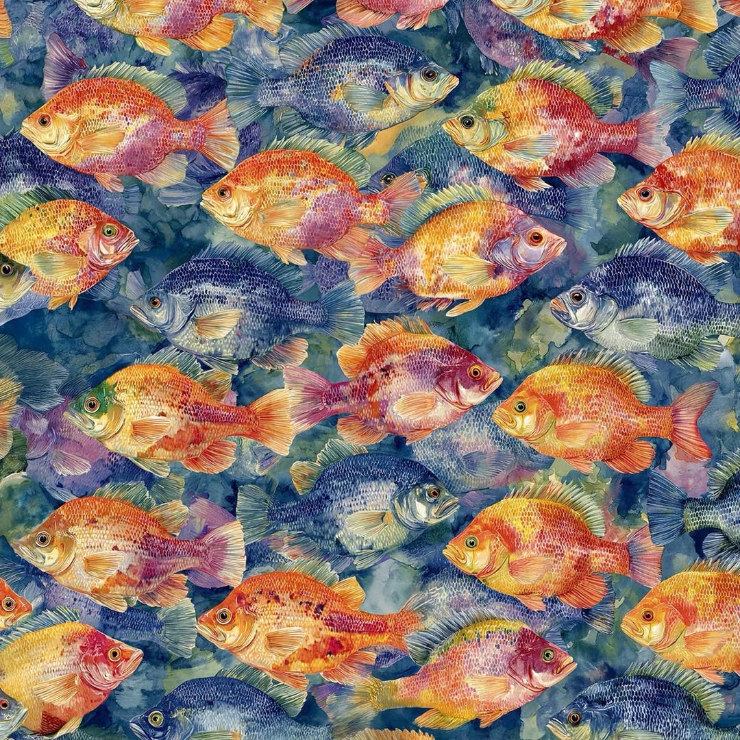 Tropical Fish Fabric Quilting Cotton Masculine Theme Nautical Sewing ...