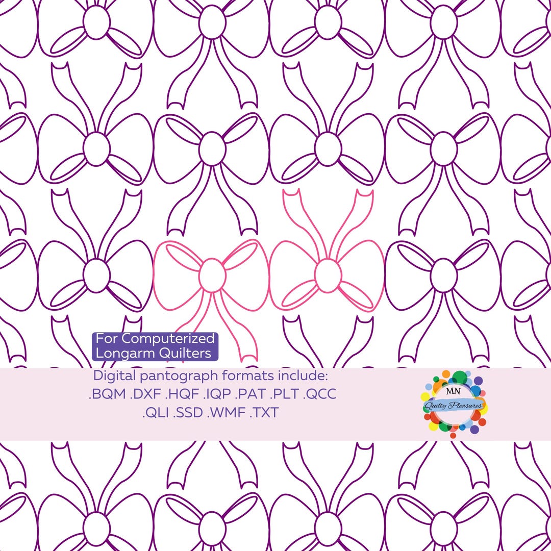 Digital Quilting Panto Pattern Bow Design Quilt File Computerized ...