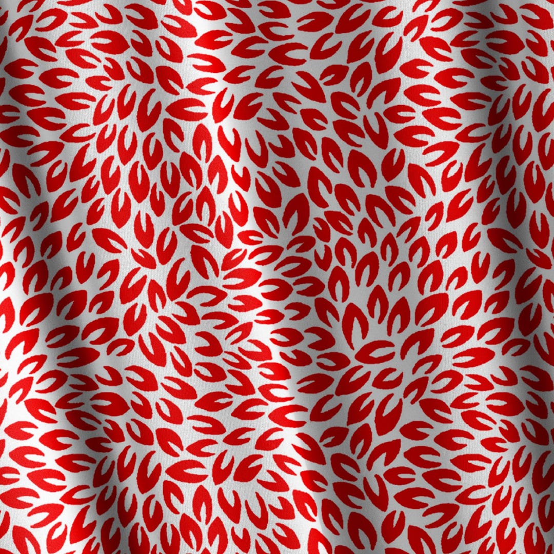 Red Petal Print Cotton Quilting Fabric Half Yard White Background ...