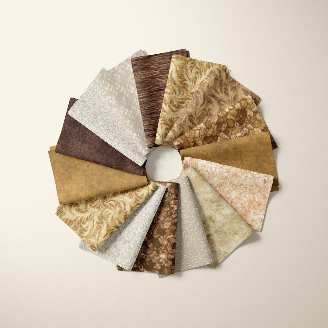 Tan Natural Fat Quarter Bundle Brown Quilt Fabric Tone on Tone Gift for ...
