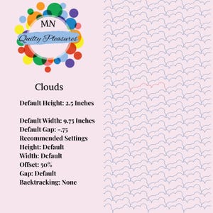 Clouds E2E Pantograph for Baby Quilt Long Arm Continuous Line Quilt ...